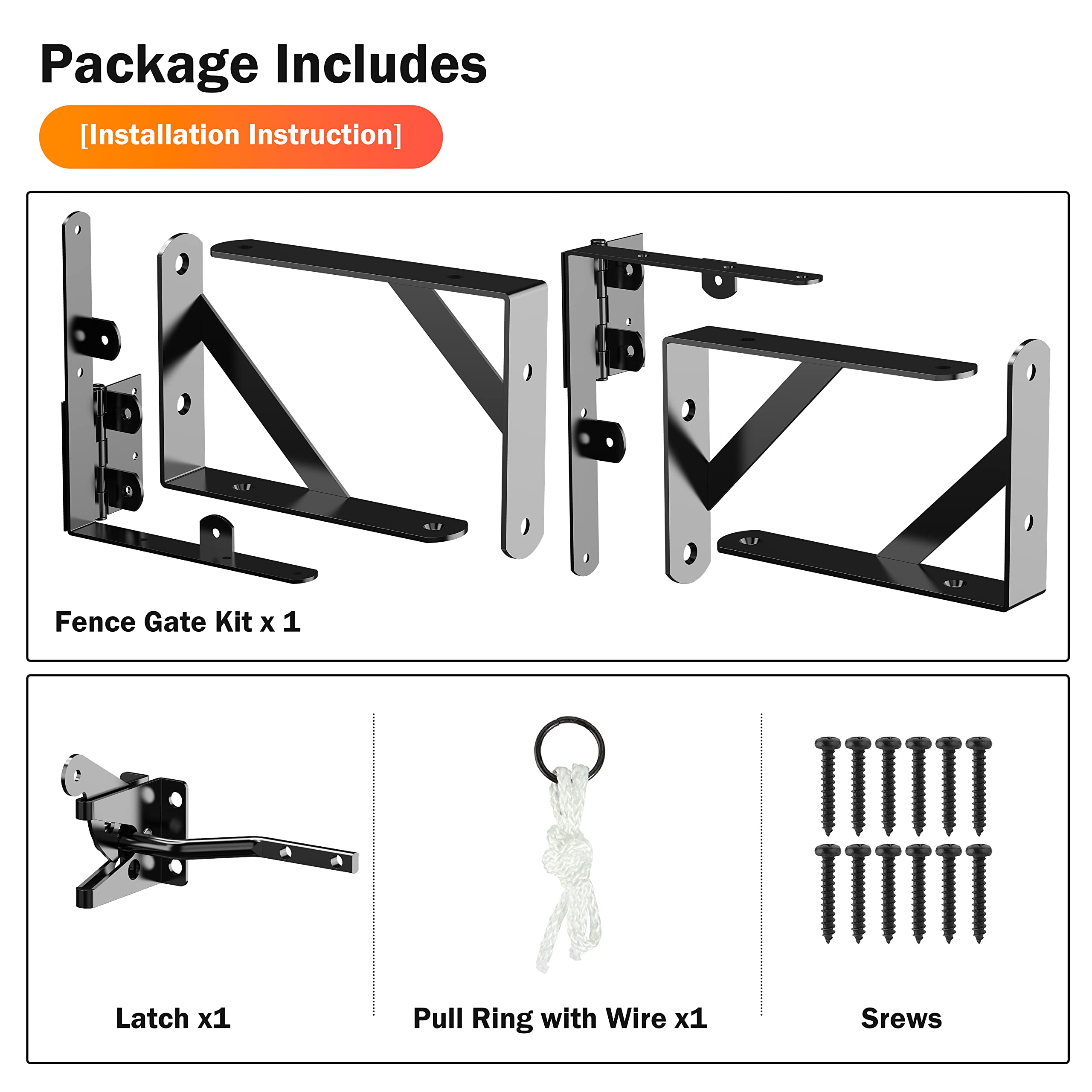 Delifox Anti Sag Gate Kit Heavy Duty Fence Gate Frame Kit Gate Corner ...