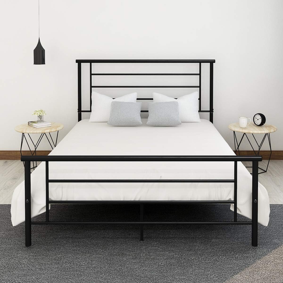 Amazon.com: Metal Bed Platform Box Spring Replacement Foundation with ...