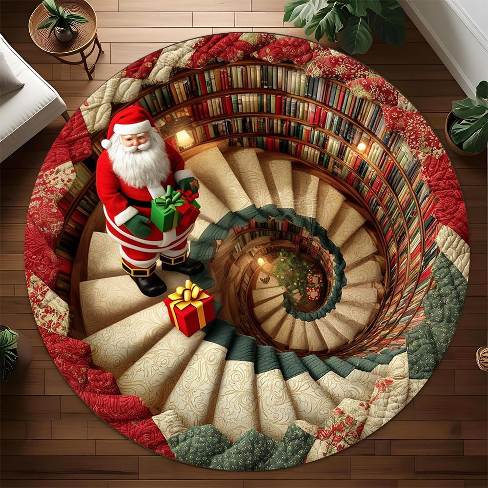 Amazon.com: 3D Illusion Christmas Round Rug – Holiday Optical Print ...