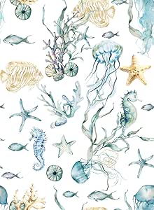 Walwall Peel and Stick Ocean Themed Art Wallpaper, Fairytale Coral ...