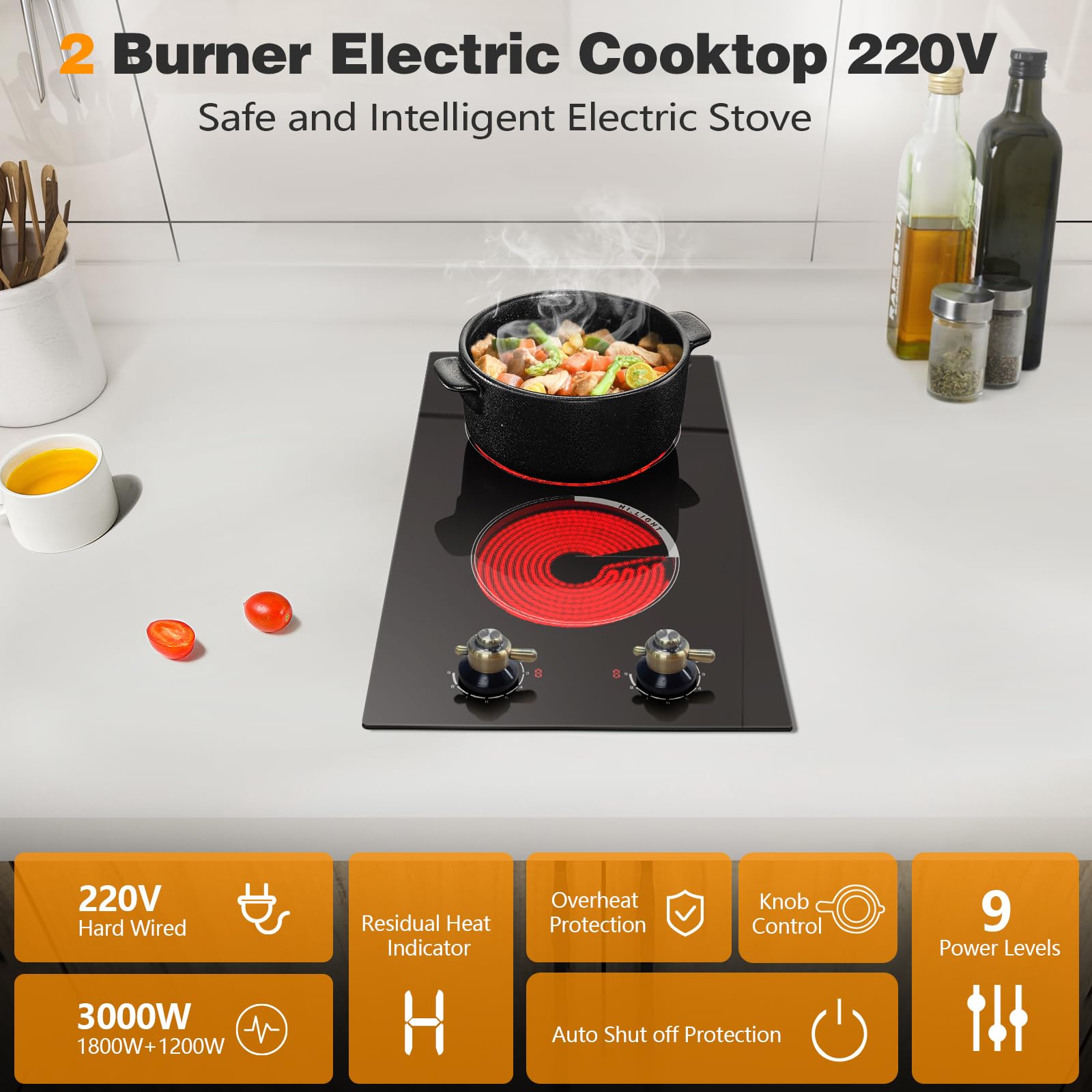 Snapklik.com : Cooksir 2 Burner Electric Cooktop 220V - Built-in 12 ...