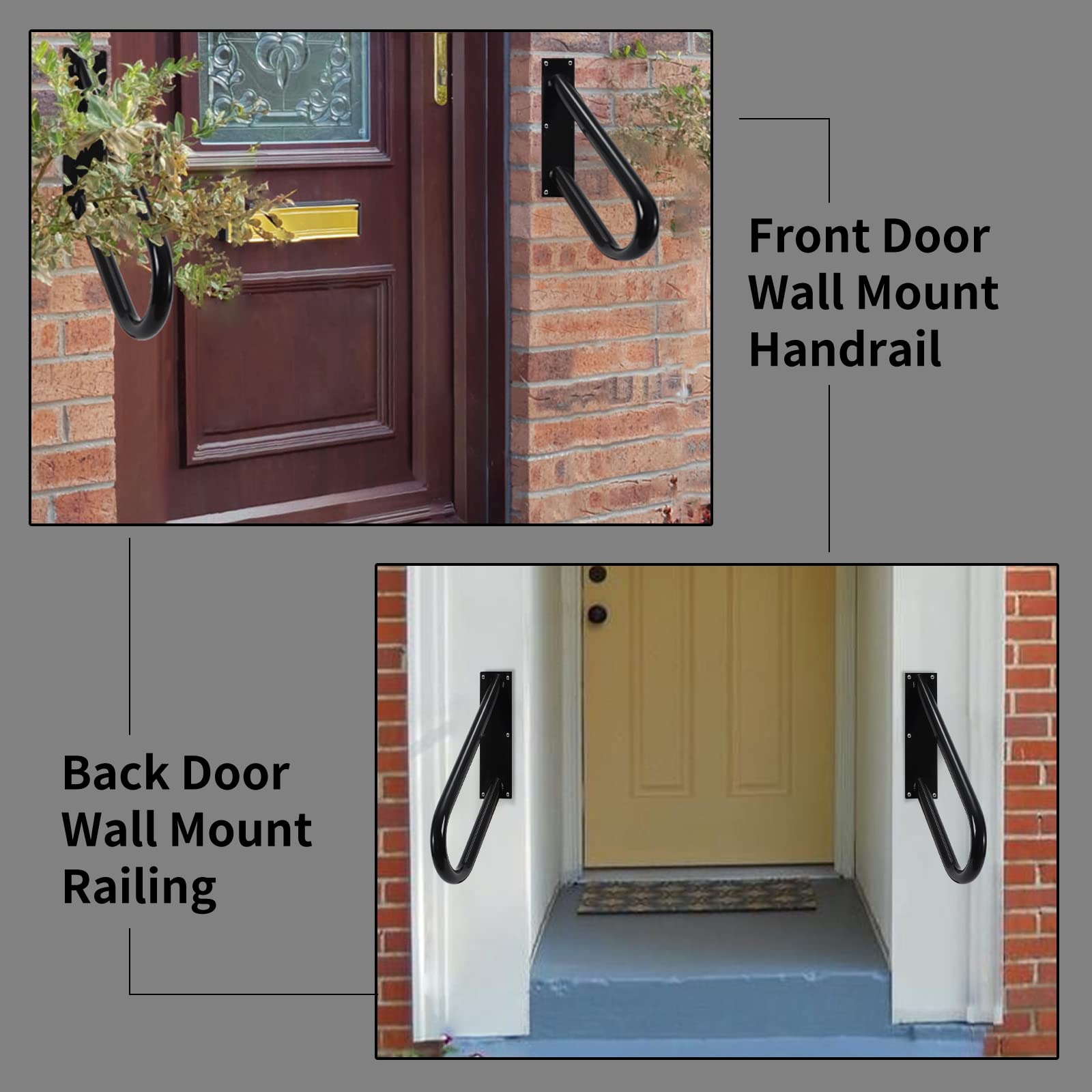 2 Pack Garage Handrail Outdoor, Wall Mount handrails for Outdoor 1 to 2 ...