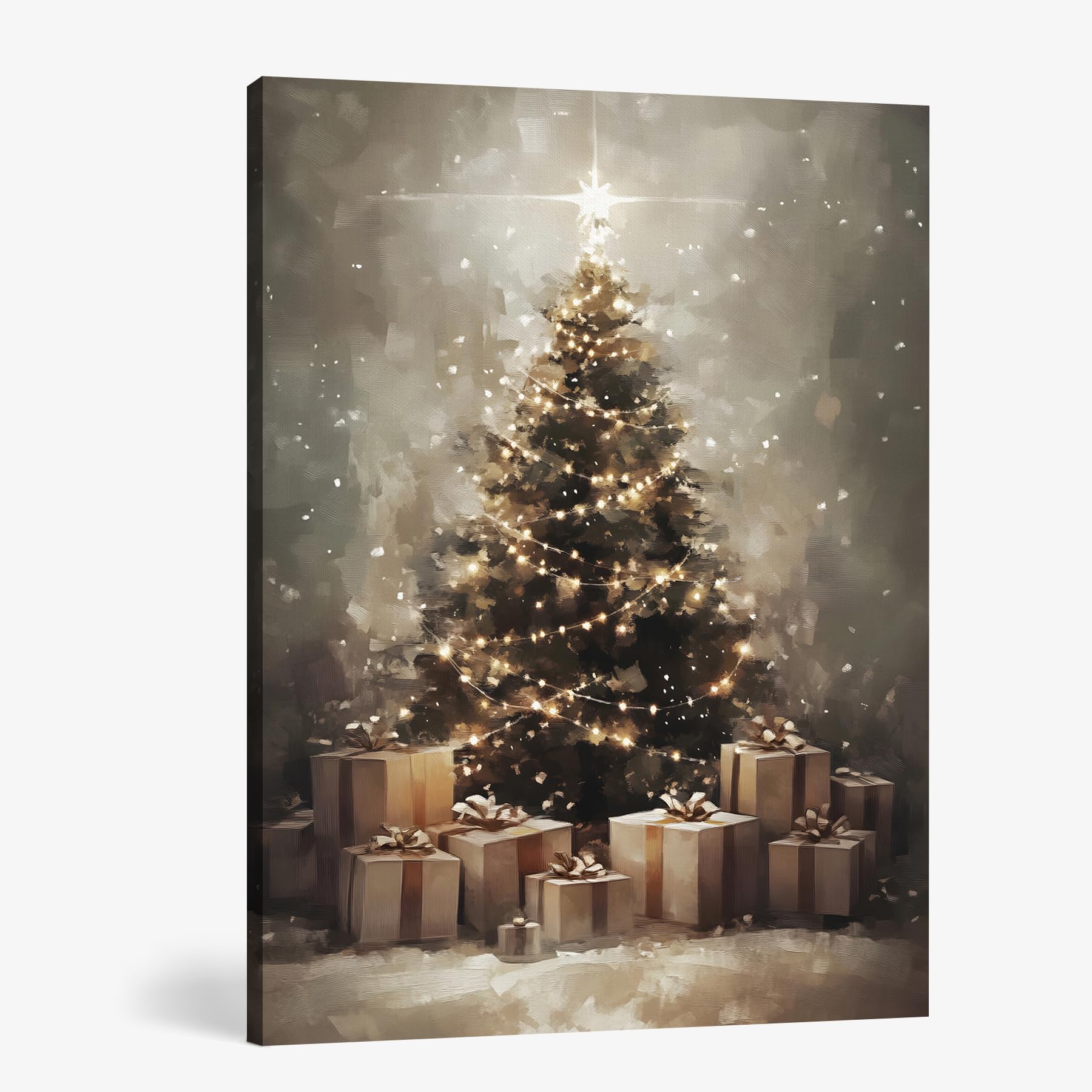 Amazon.com: FISWAFY Vintage Christmas Canvas Wall Art Prints, Snowy ...