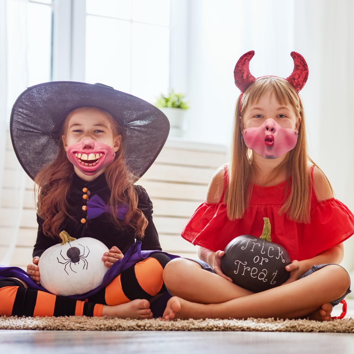 HAICN 3Pcs Funny Half Face with Big Teeth Grin Smile Red Lip Clown Big ...