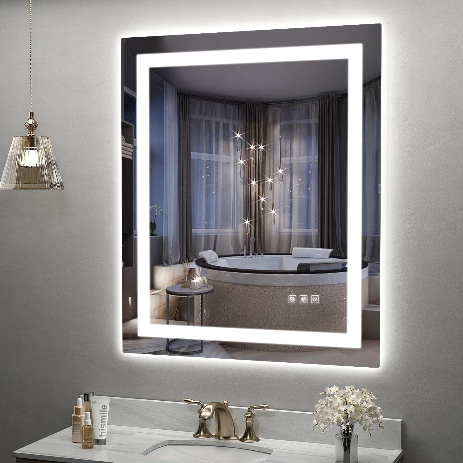 Amazon.com: SHUAFA LED Mirror for Bathroom, 30x36 Inch Backlit + Front ...