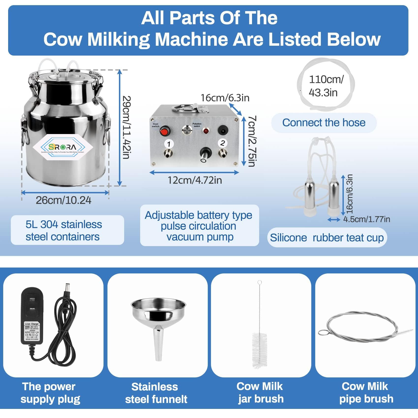 Snapklik.com : 14L Cow Milking Machine, Electric Pulsation Milking ...