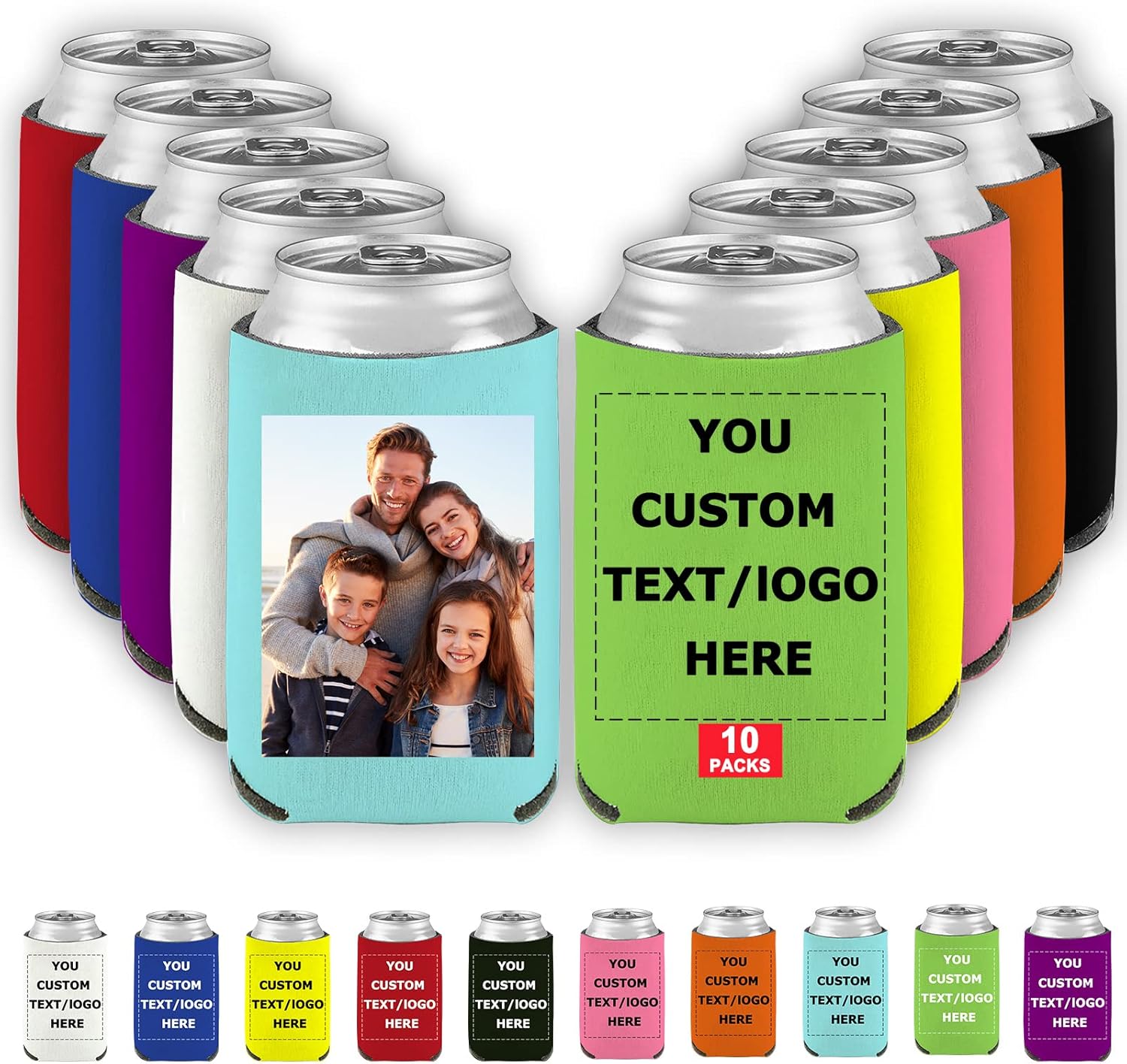 Amazon.com: Custom Can Sleeve Beer Coolers 10pcs Bulk Personalized Can ...