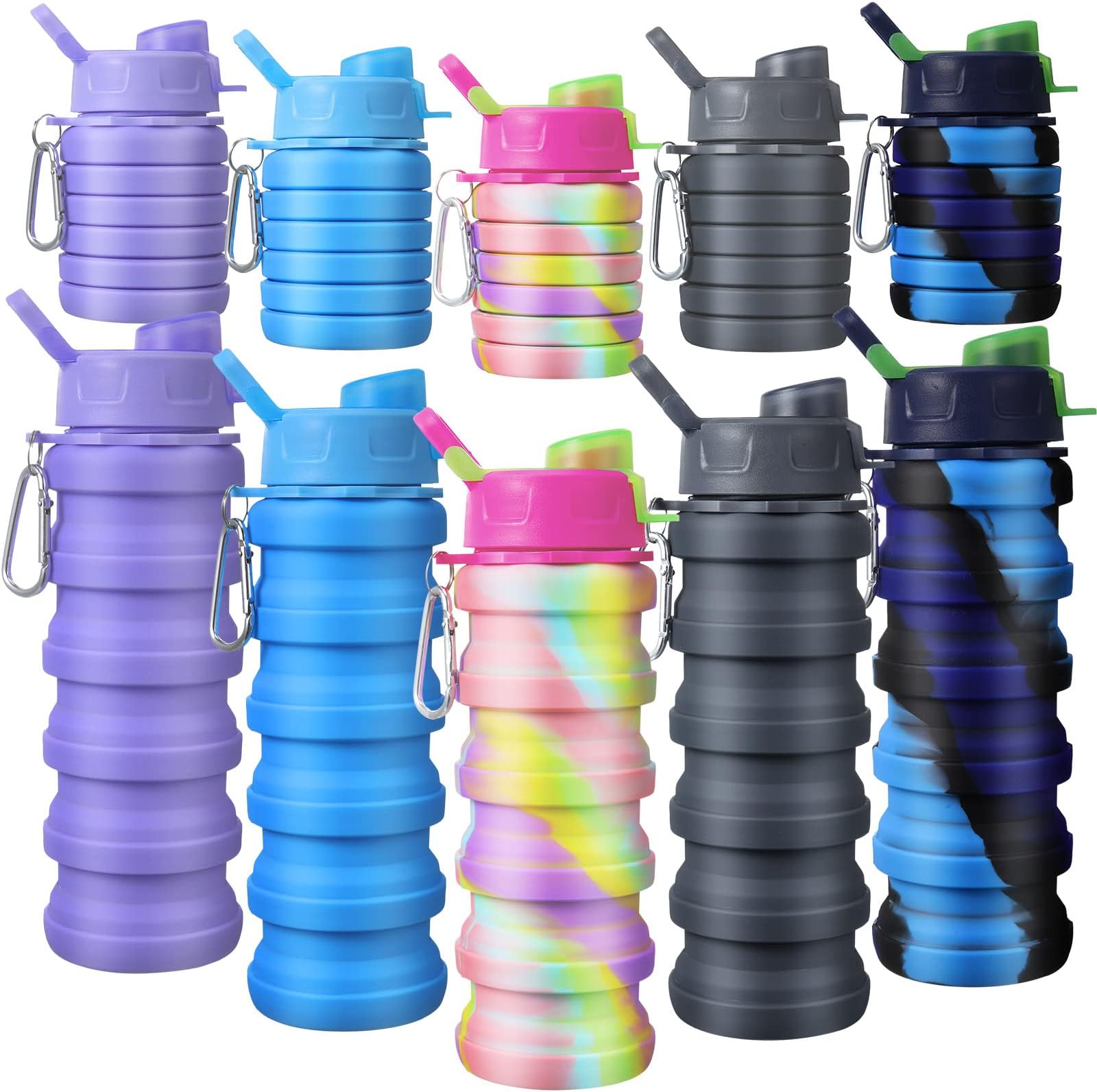 Amazon.com: ORSTIO 4 Pack 25oz Collapsible Water Bottles, 4 Colors ...