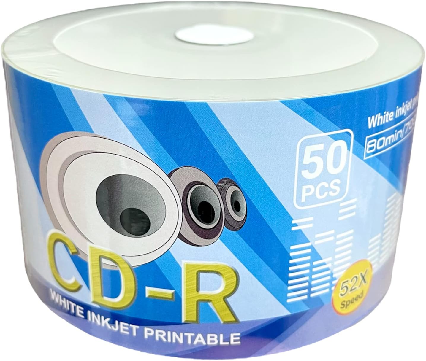 CD-R 700MB 80min 52x White Inkjet Hub Printable 50-Pack by LSK Media | Blank CDs for Burning ...
