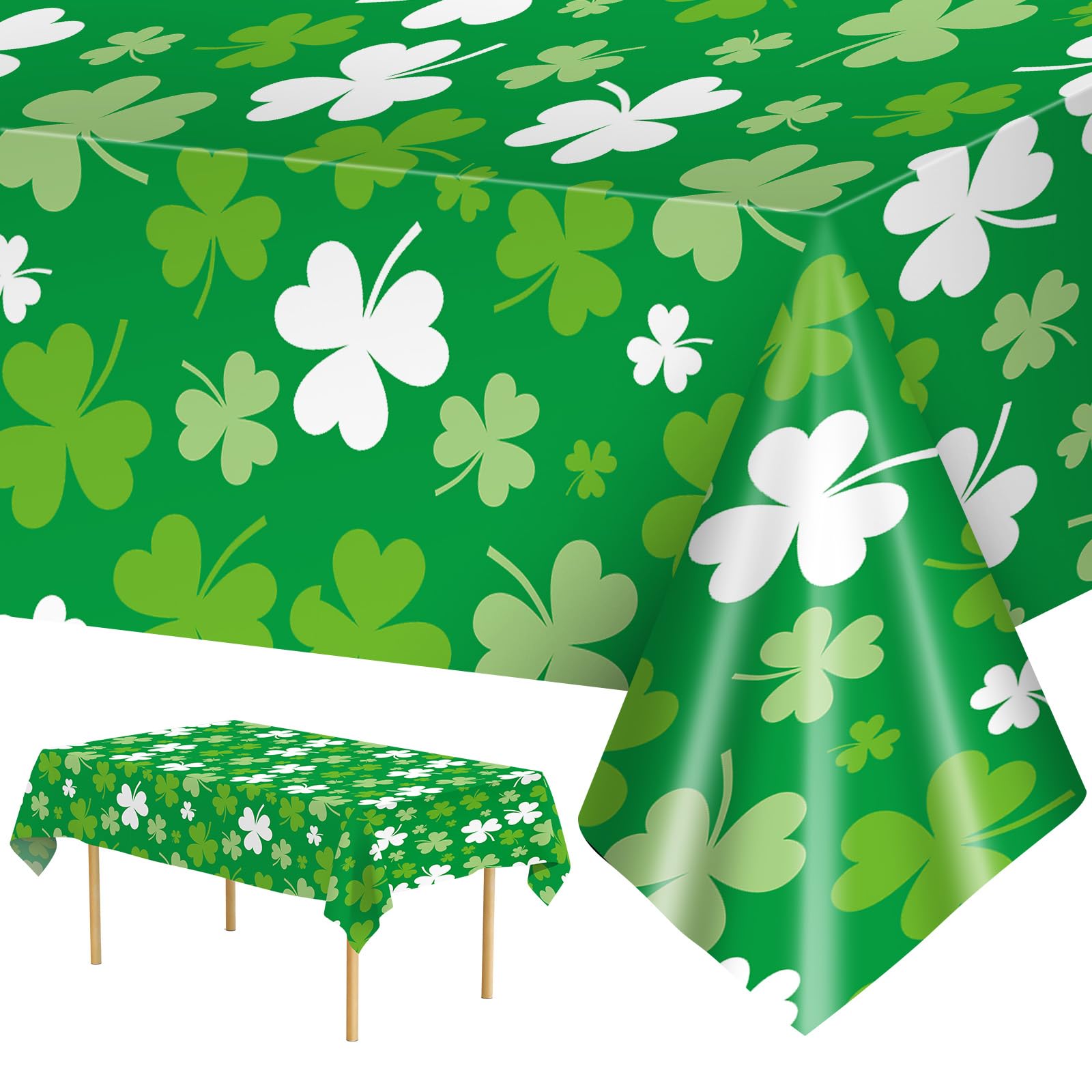 Amazon.com: 2 Pack St Patrick's Day Tablecloth - Green Shamrock Table ...