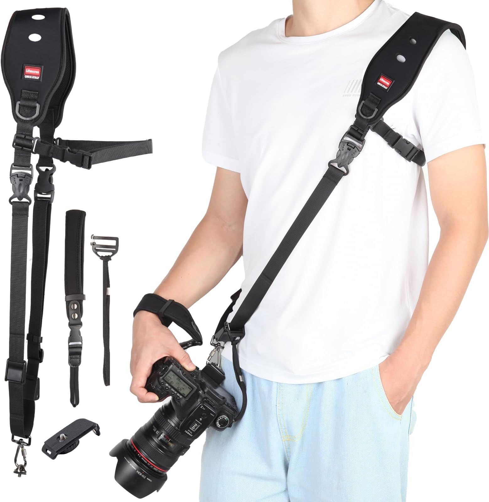 USA Gear DSLR Camera Strap with Adjustable Shoulder Sling in Neoprene ...