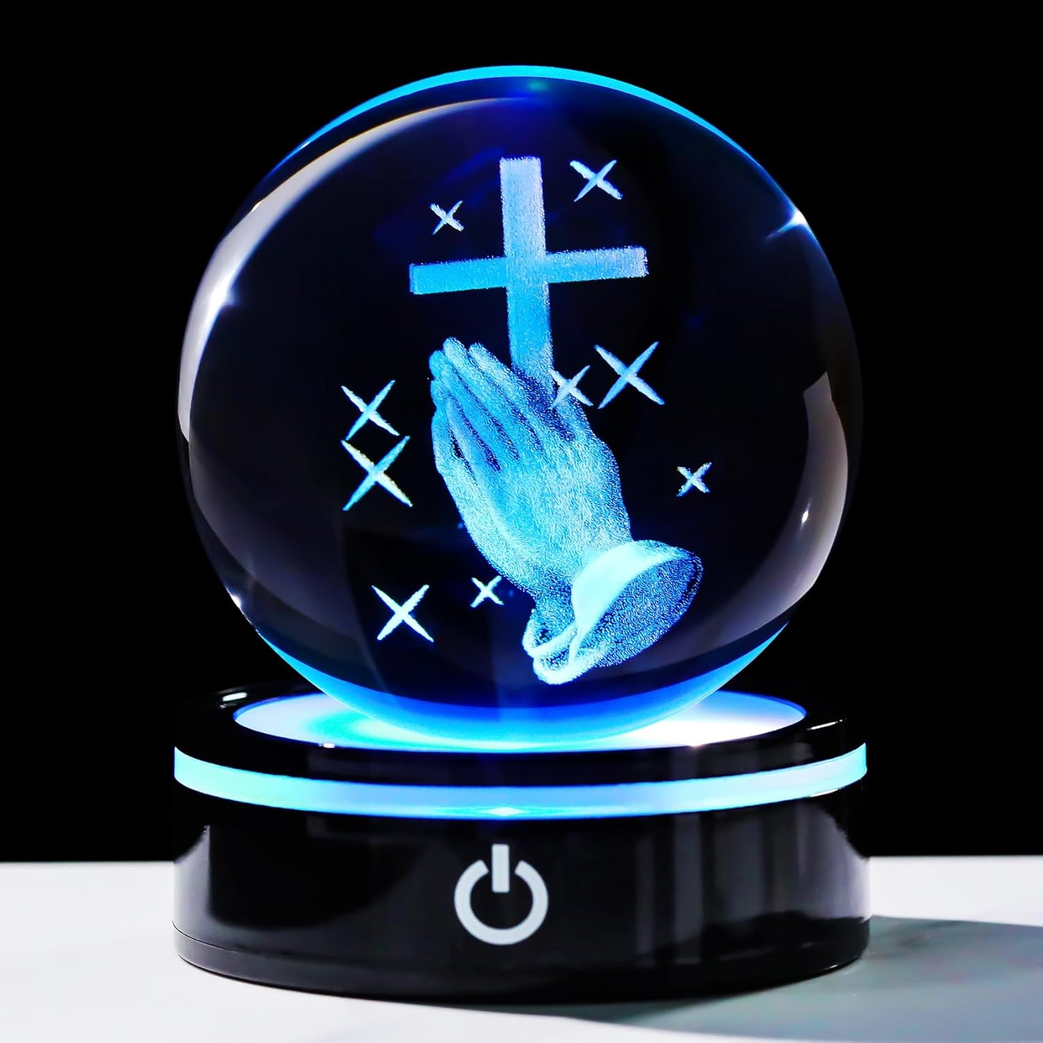Amazon.com: YWHL 3.14In 3D Crystal Cross Ball Figurine with Colorful ...