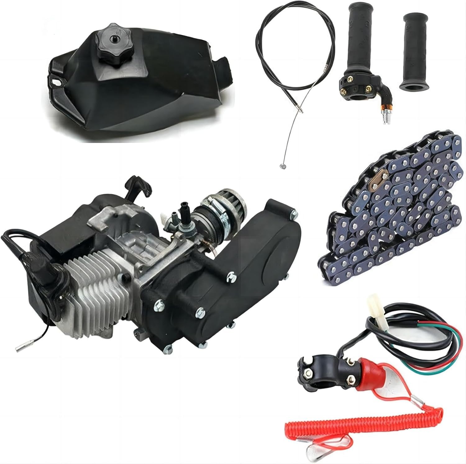 Amazon.com: 49CC 2 Stroke Gas Powered Engine Motor Kit, Single Cylinder ...