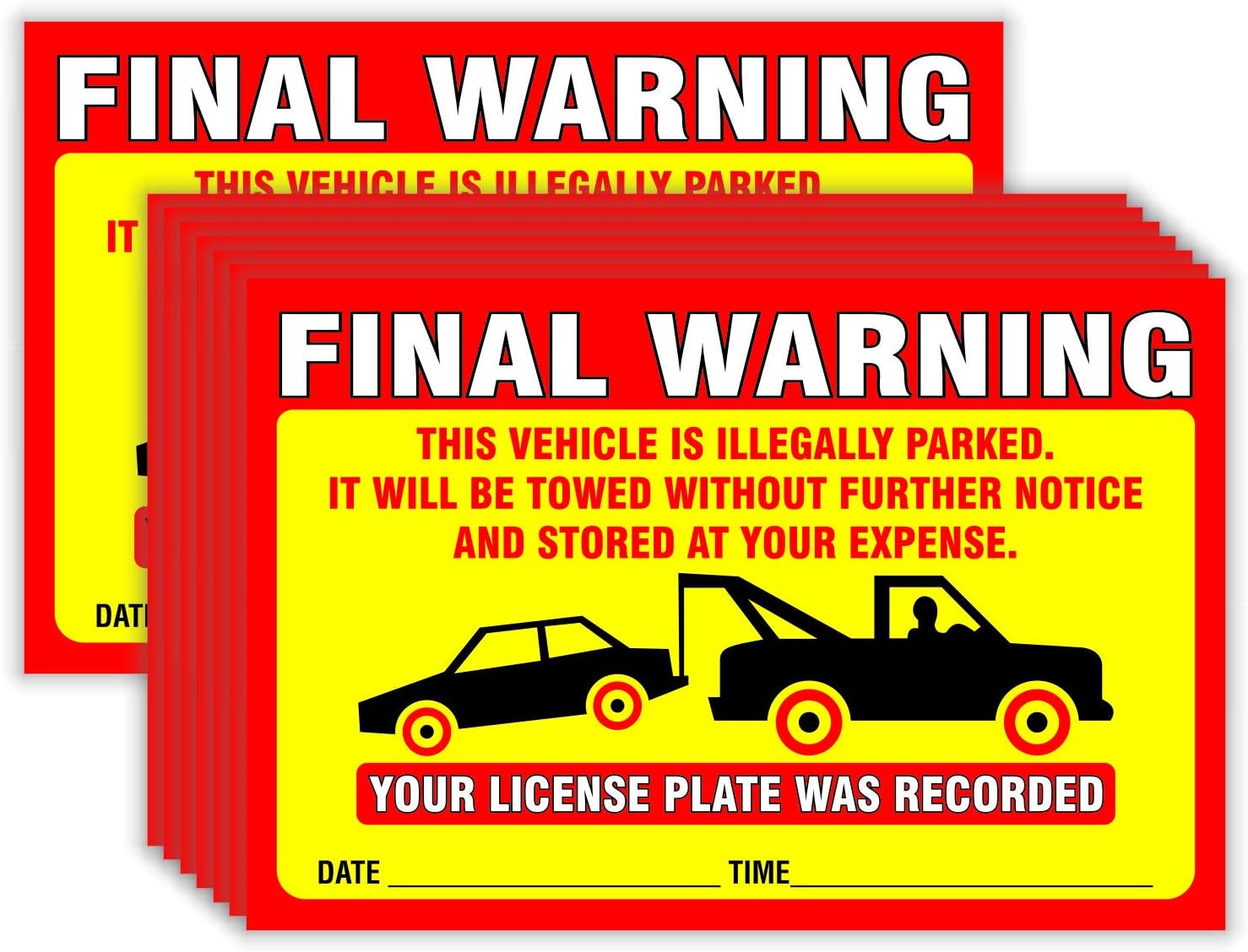 Amazon.com: Final Warning Stickers (Pack of 50) Parking Violation ...