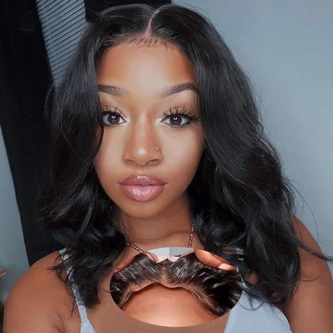Amazon.com : Magale 12 Inch Wear and Go Glueless Wigs Human Hair Pre ...