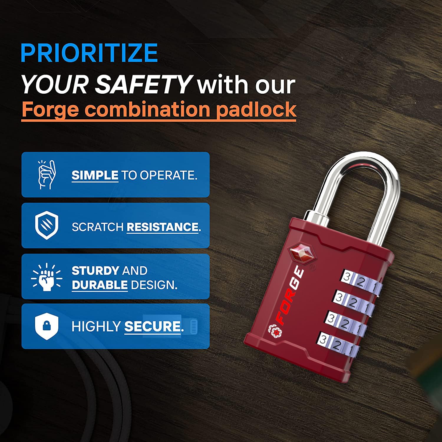 Snapklik.com : FORGE 4 Digit TSA Approved Combination Lock