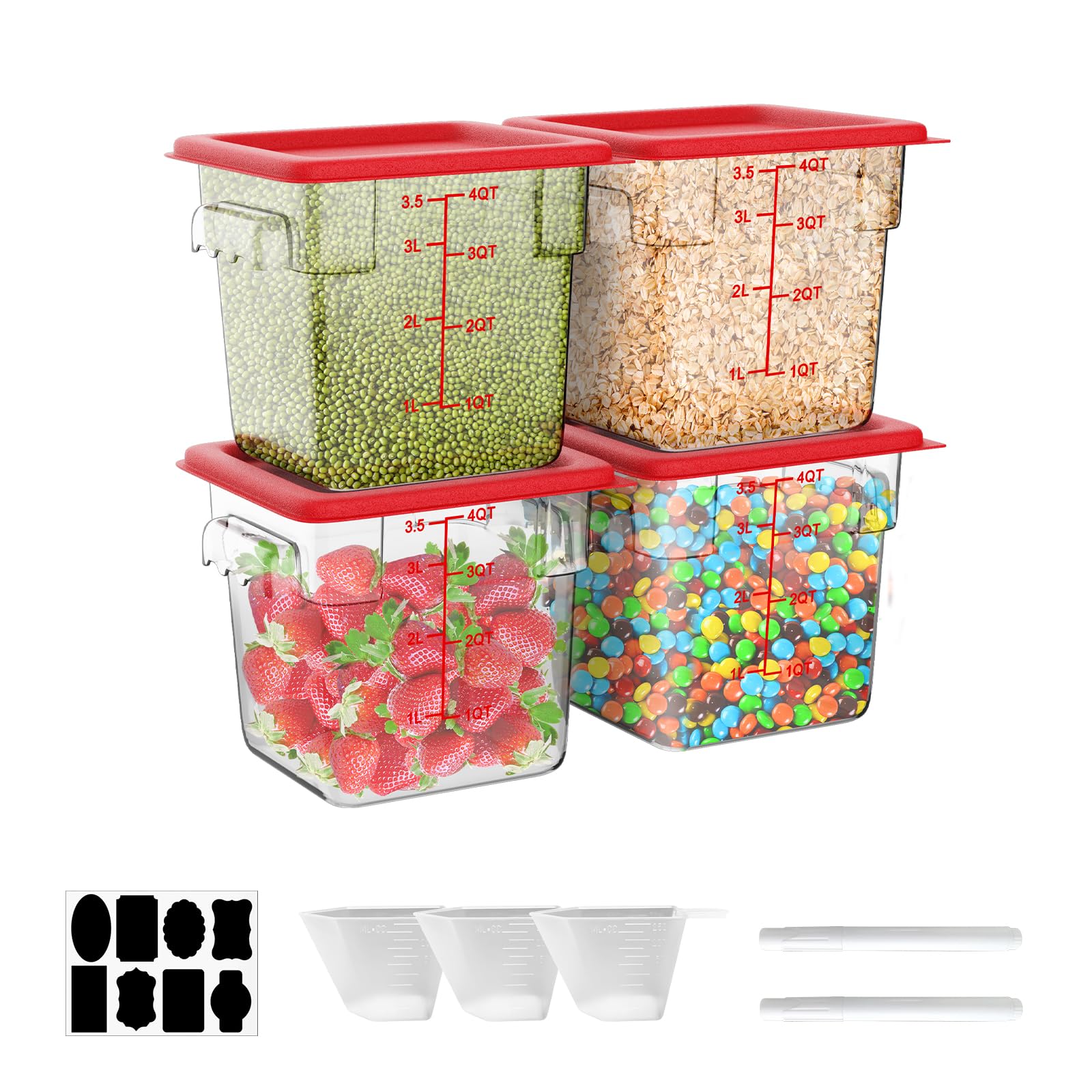 Amazon.com: 4QT NSF Food Storage Containers: 8 PCS [Food Grade][Hot ...