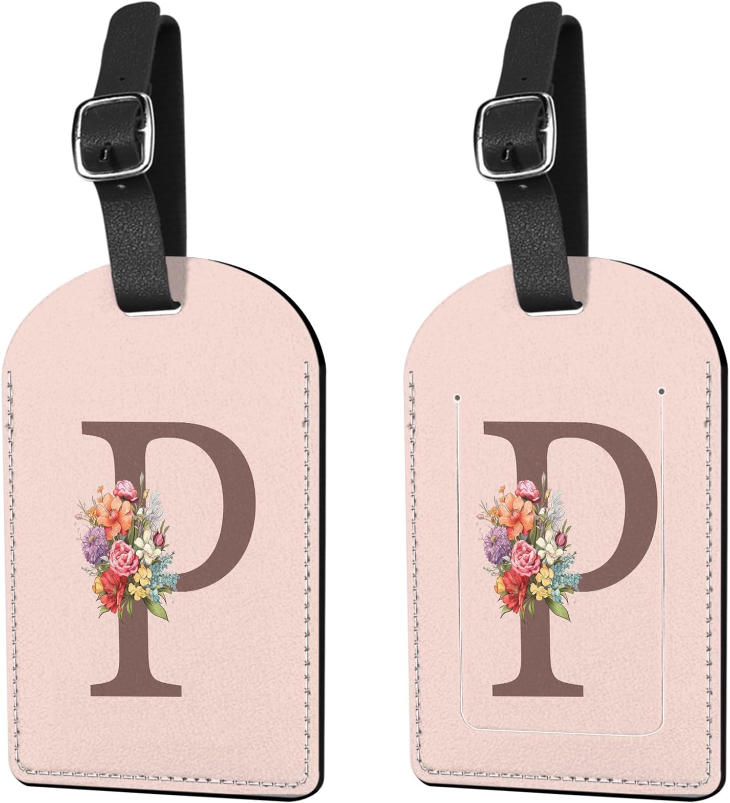 Amazon.com: Deokke 2 Pack Luggage Tag Suitcase Tags Initial Letter Monogram PU Leather Cover ...