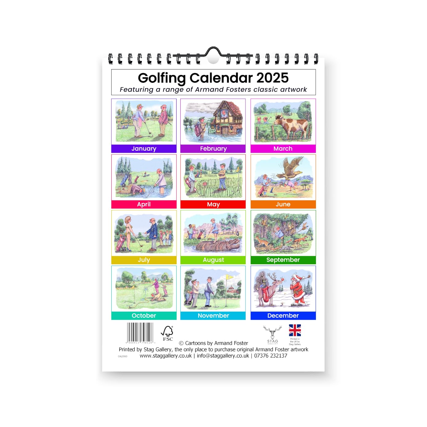 Golfing Humour Cartoon Funny 2025 Yearly Wall Hanging Calendar ...