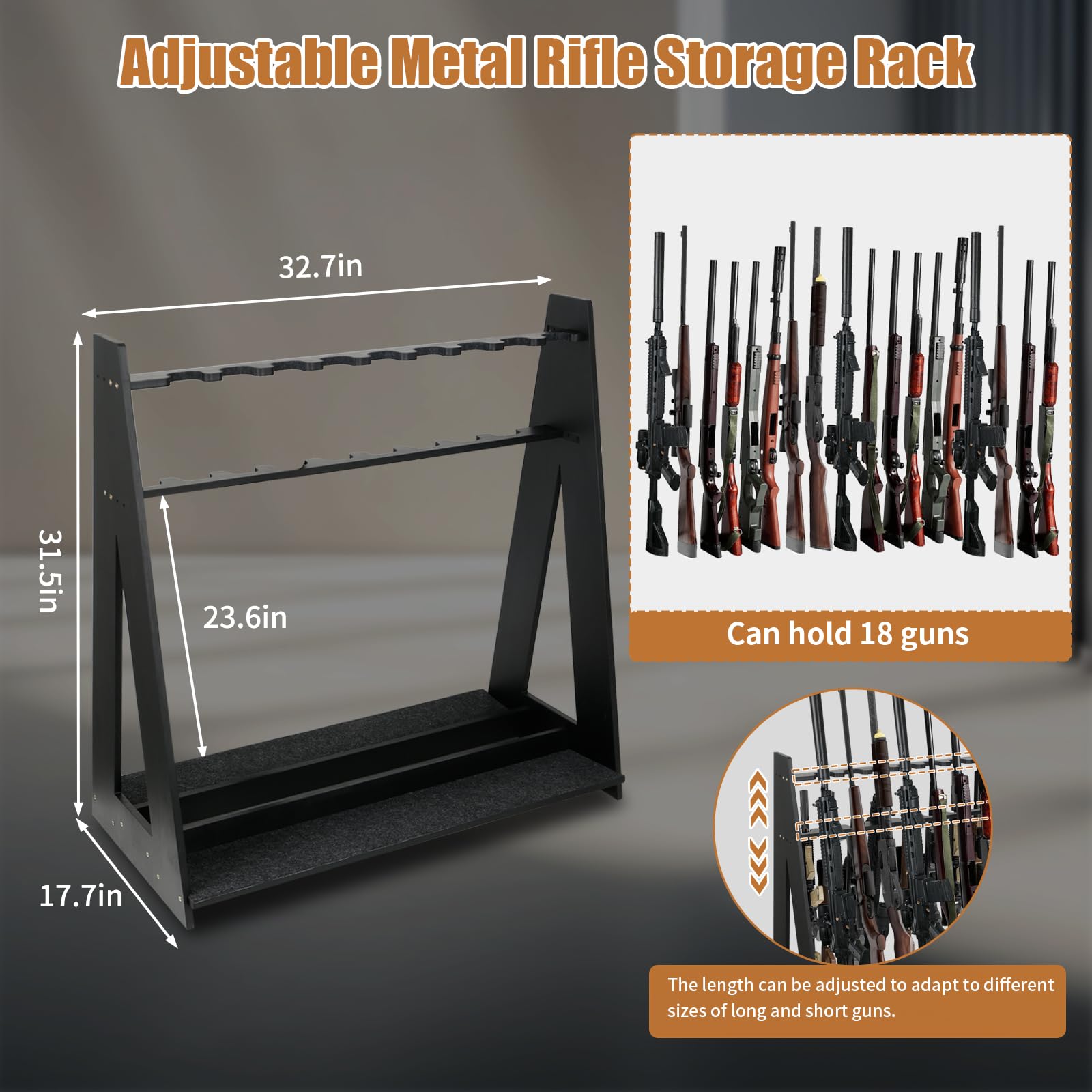 Snapklik.com : Indoor Gun Racks, Heavy Solid Wood Rectangular Rifle ...
