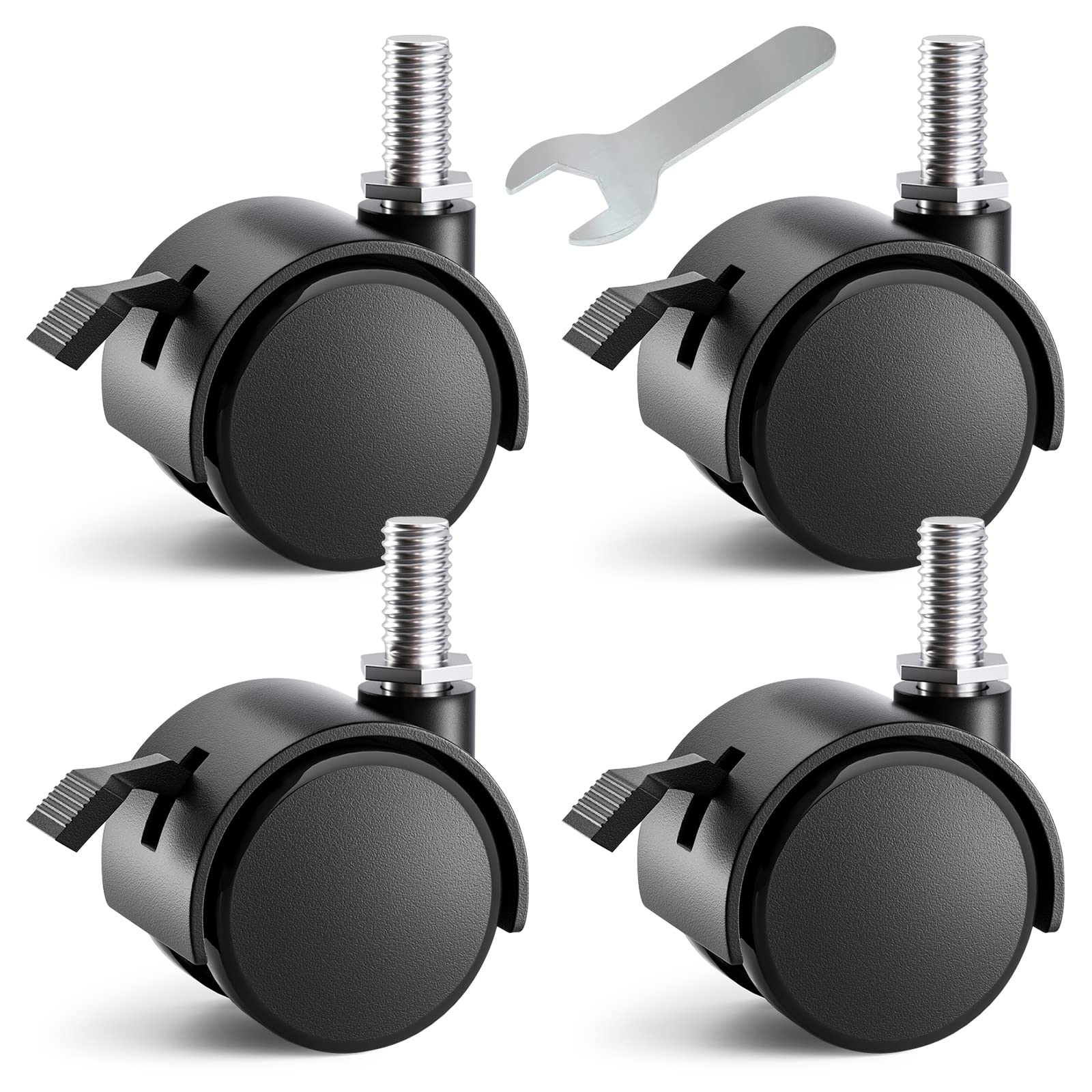 Snapklik.com : 1.5 Inch Threaded Stem Furniture Casters, Metric M8 ...