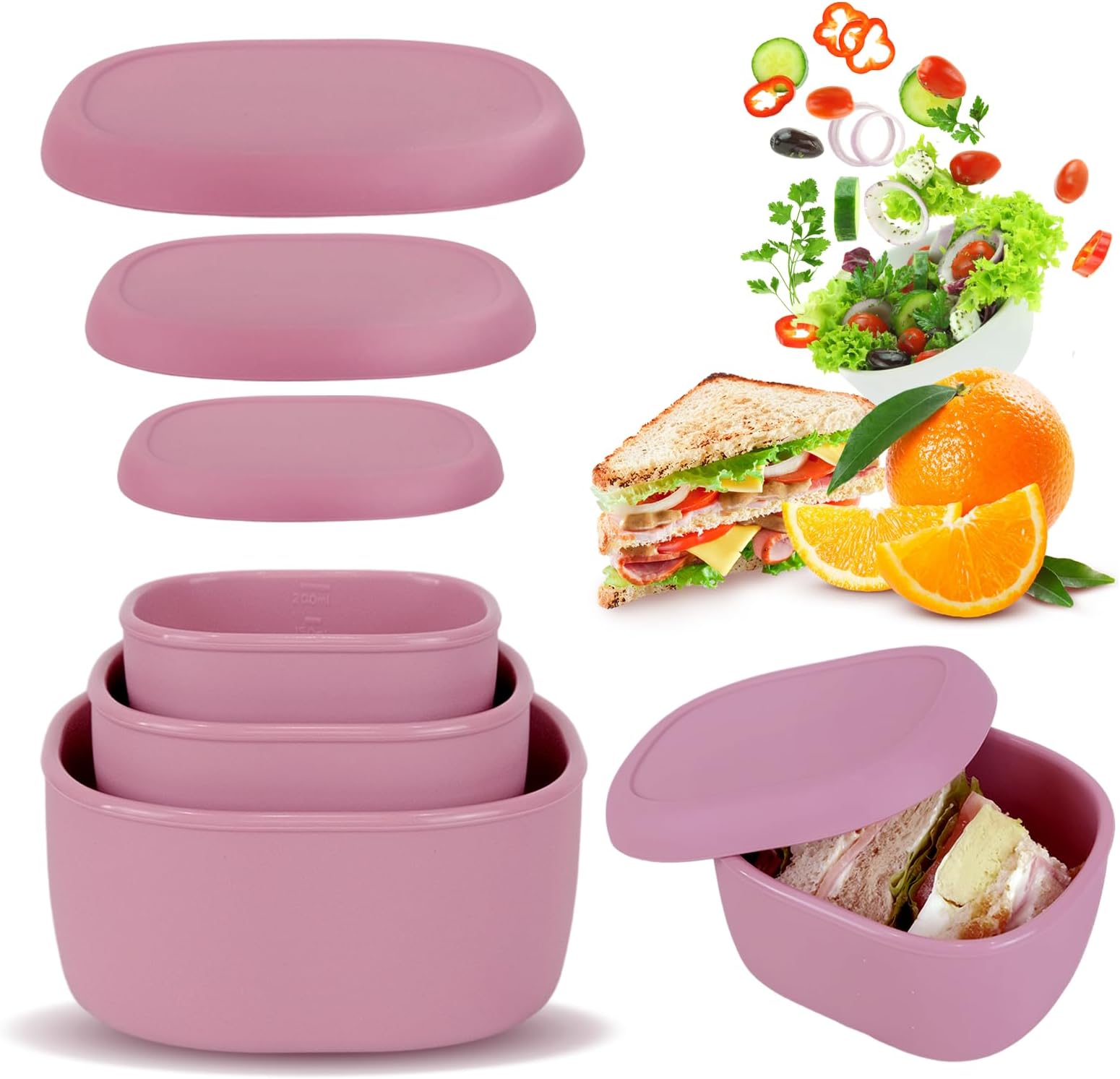 Amazon.com: Yagote 4 Pcs Silicone Collapsible Food Storage Containers ...