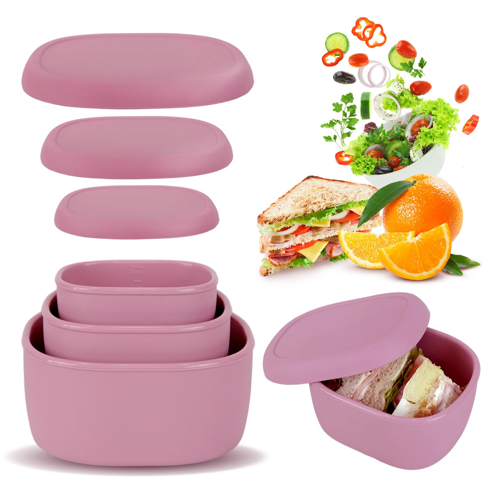 Amazon.com: Anatole Silicone Food Storage Containers Set of 3 Lunch Box ...