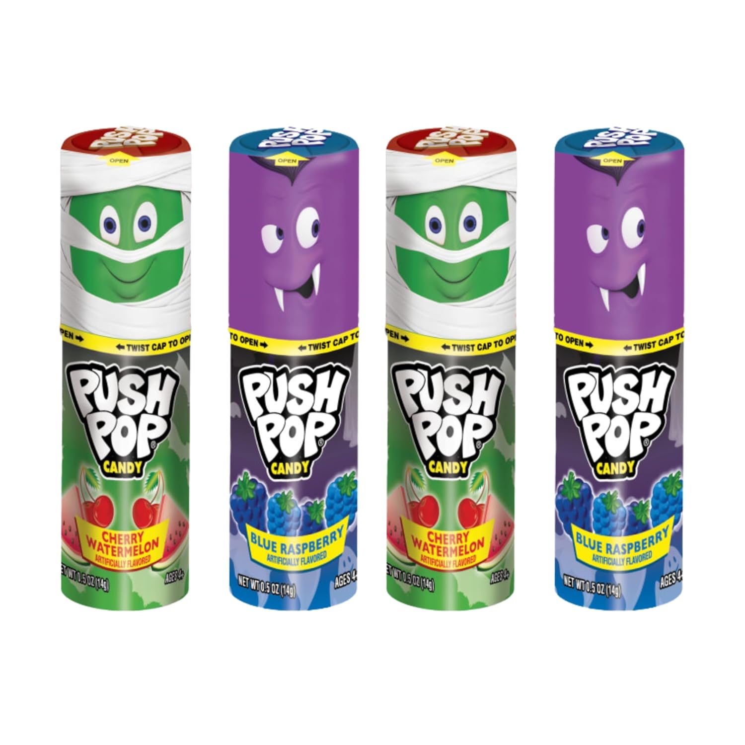 Amazon.com : Halloween Push Pops - Pack of 4 - Blue Raspberry & Cherry ...