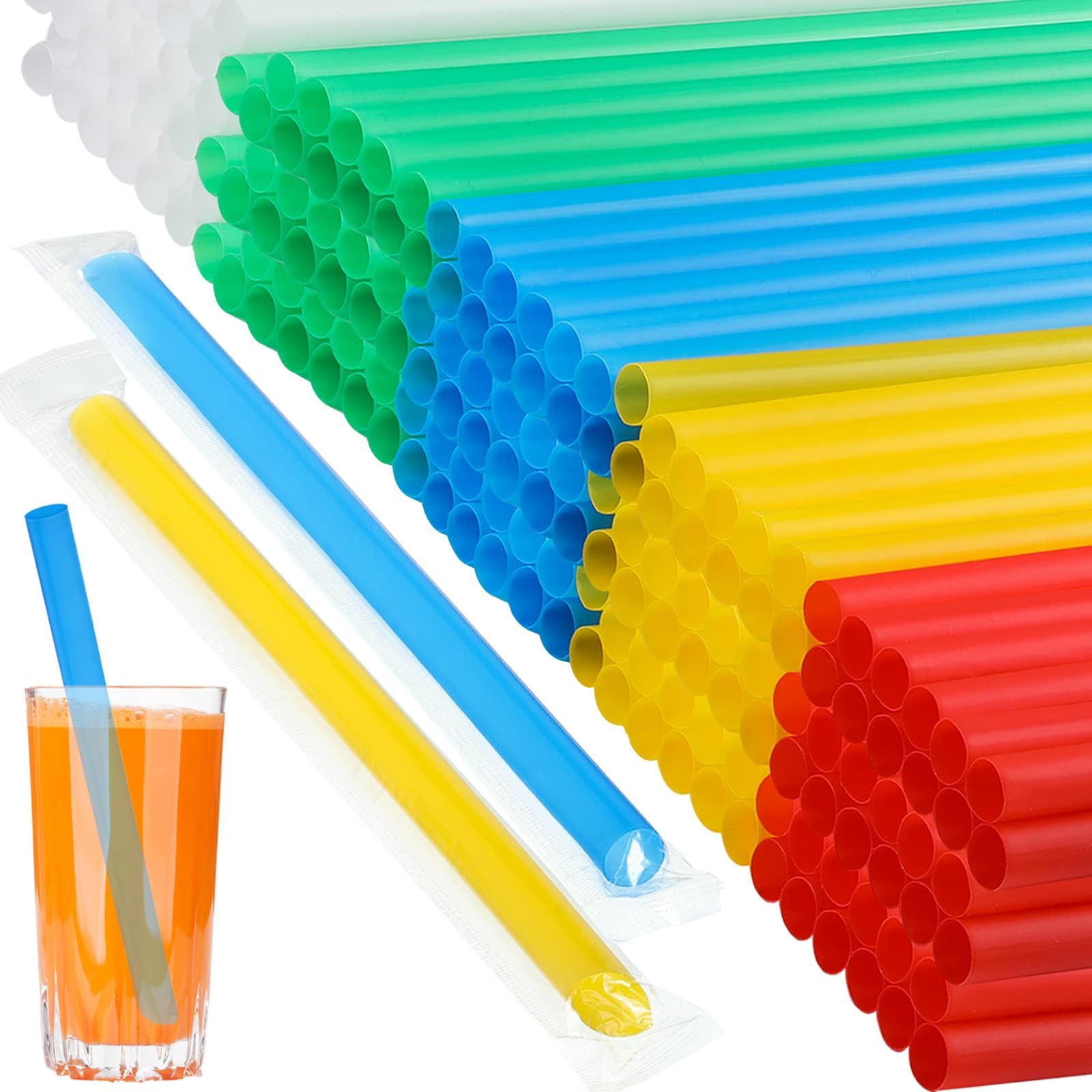 Amazon.com: 250 Plastic Drinking individually wrapped Straws disposable ...