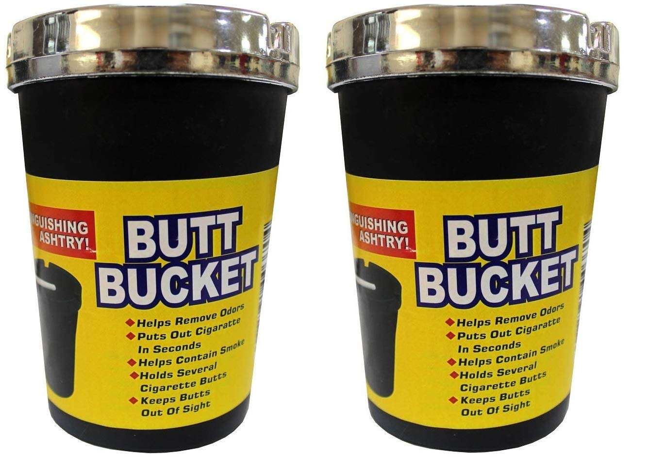 2 Chrome Top Jumbo Butt Bucket Cup Cigarette Ashtray Extinguishing ...