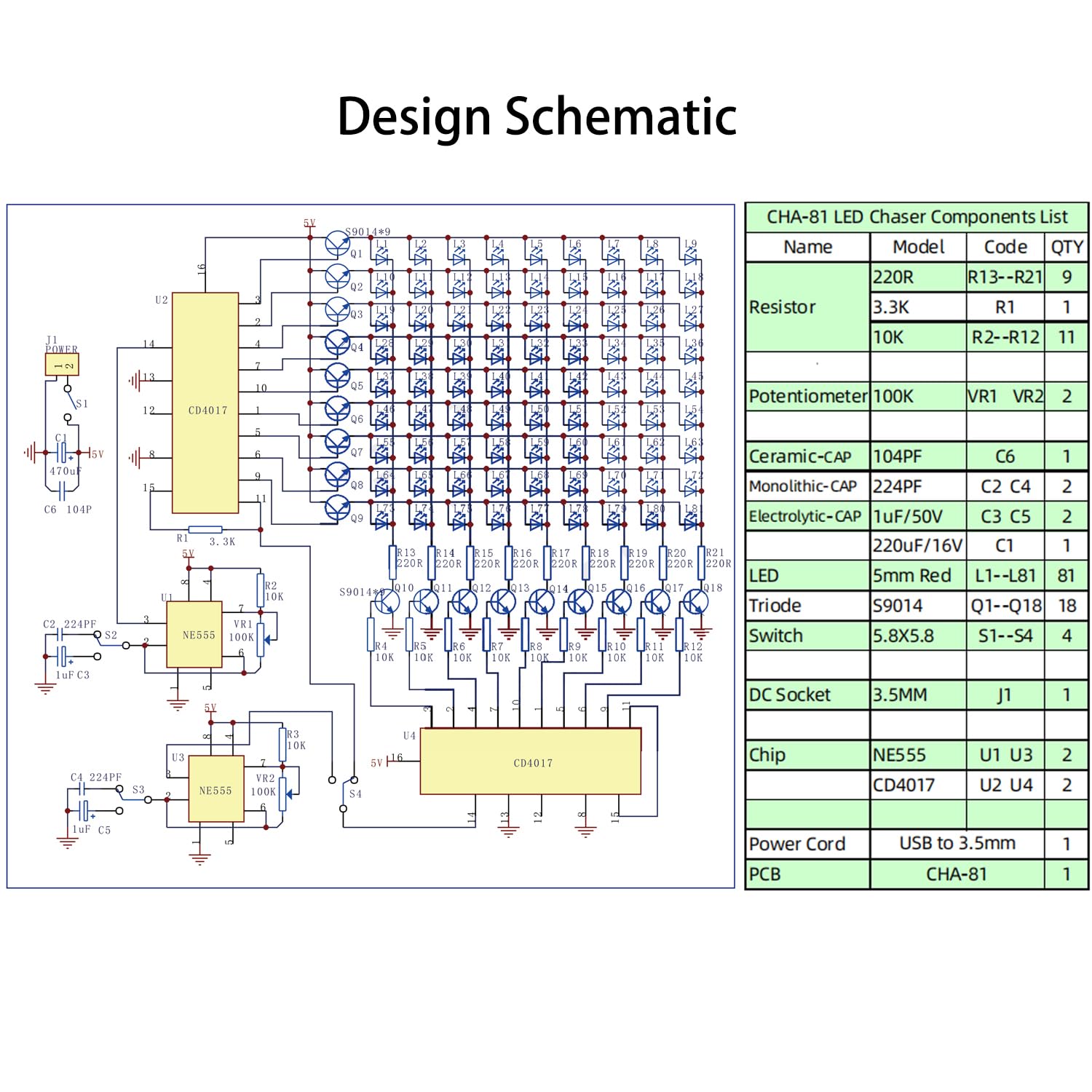 Snapklik.com : LED Chaser Kit Soldering Practice Kit PCB Board Red ...