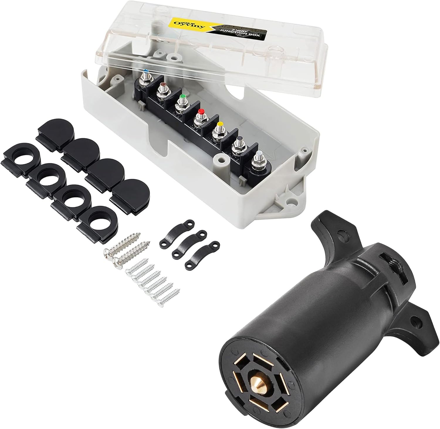 Amazon.com: Oyviny 7 Way Trailer Junction Box + Oyviny 7 Way Female ...