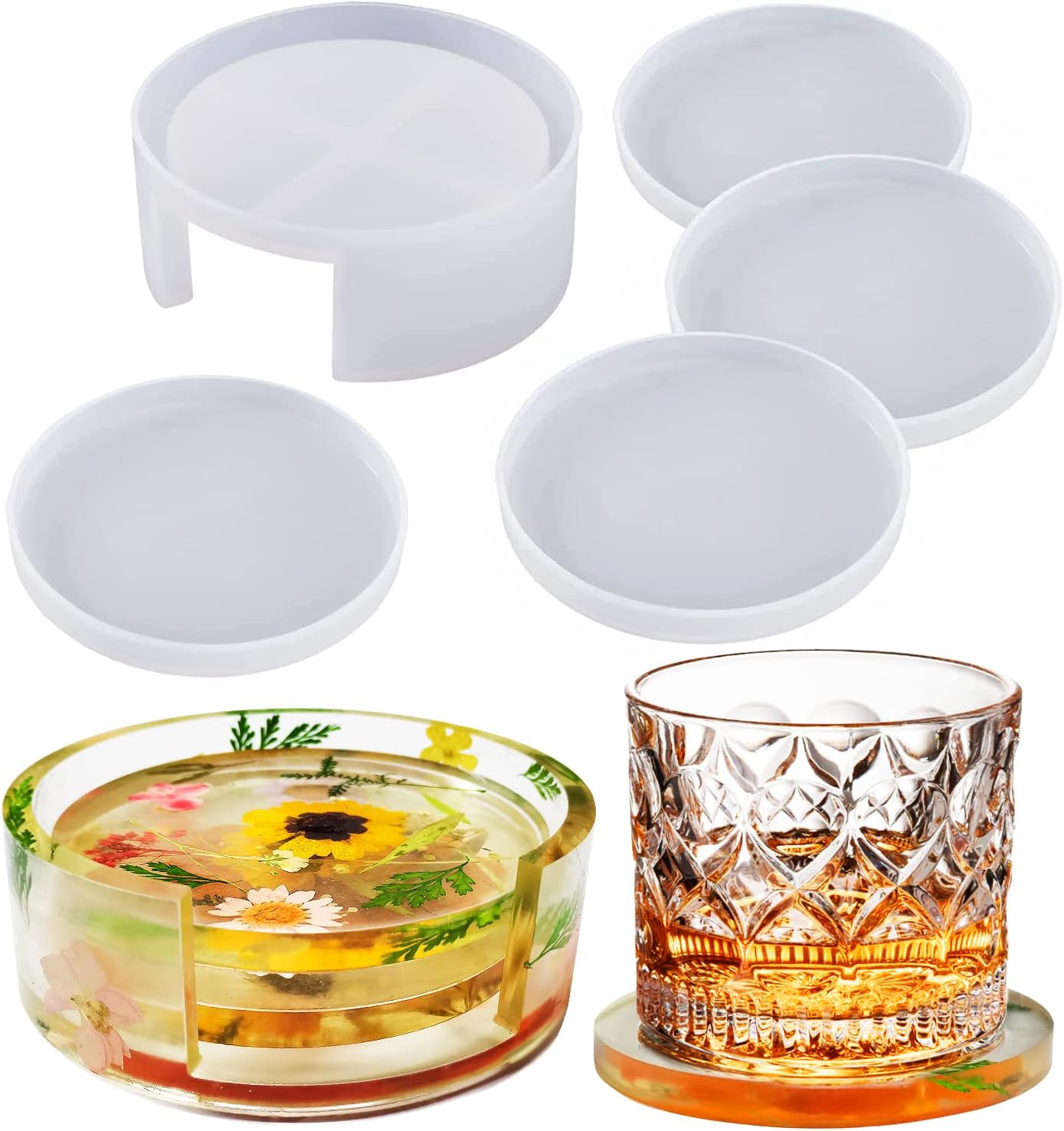 Amazon.com: Coaster Resin Molds, Funstorm 4PCS Coaster Silicone Molds ...