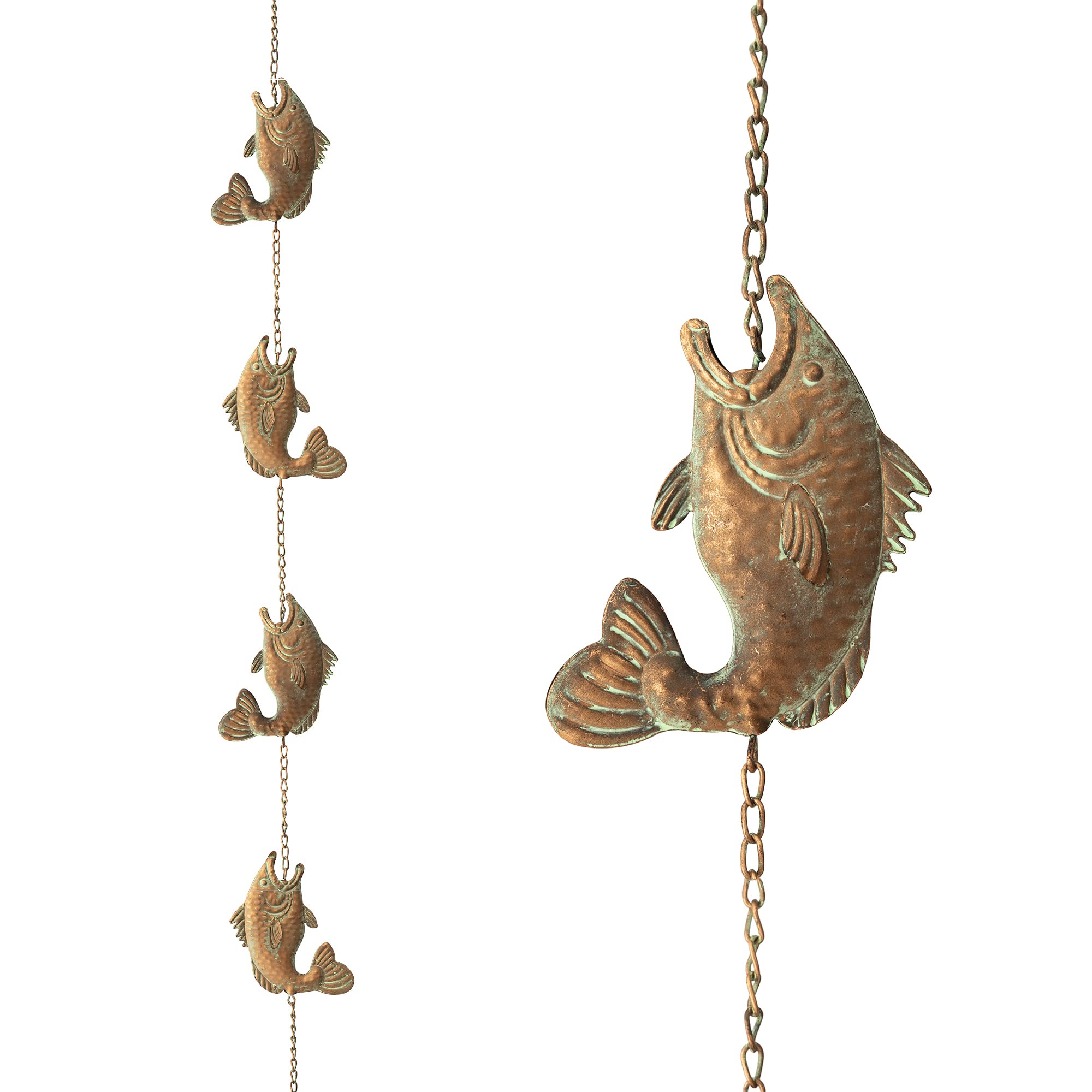 Amazon.com : eUty 8.5ft Faux Copper Patina Finish Fish Shaped Rain ...