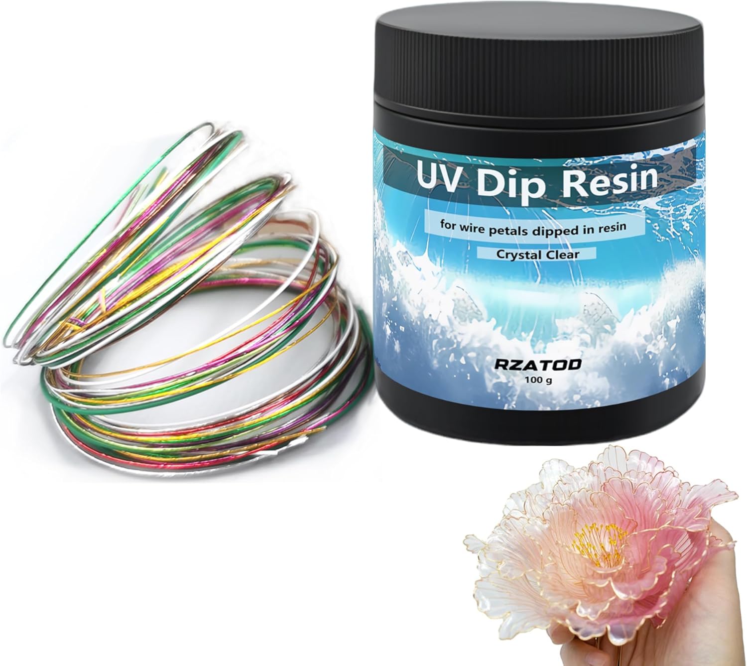 Amazon.com: RZATOD UV Dip Resin Kit with Wires, 100g UV Crystal Clear ...