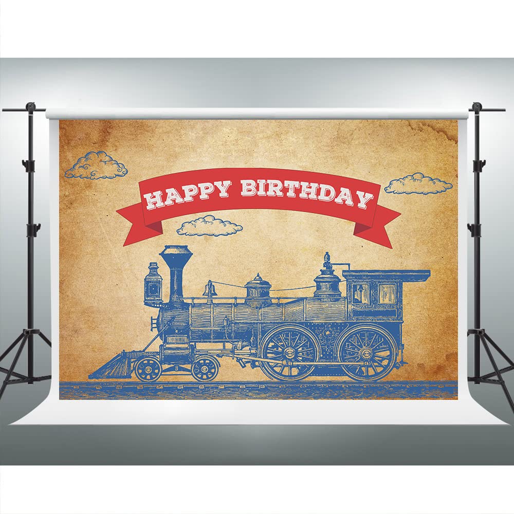 Amazon.com : VIDMOT Vintage Train Backdrop Train Themed Birthday Party ...