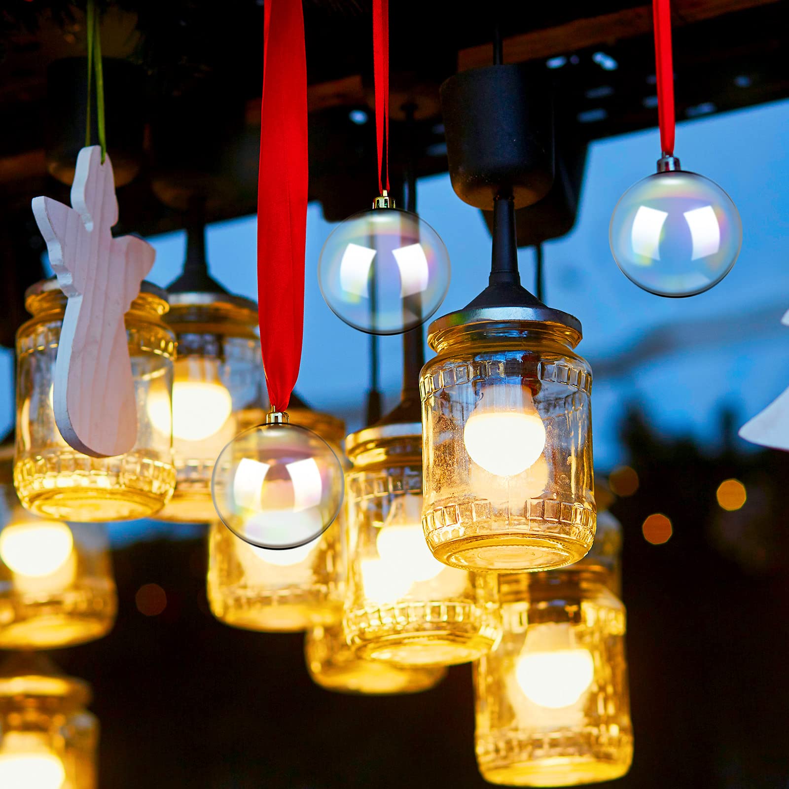 Snapklik.com : Jutom 60 Pcs Christmas Iridescent Ornaments Ball Clear ...