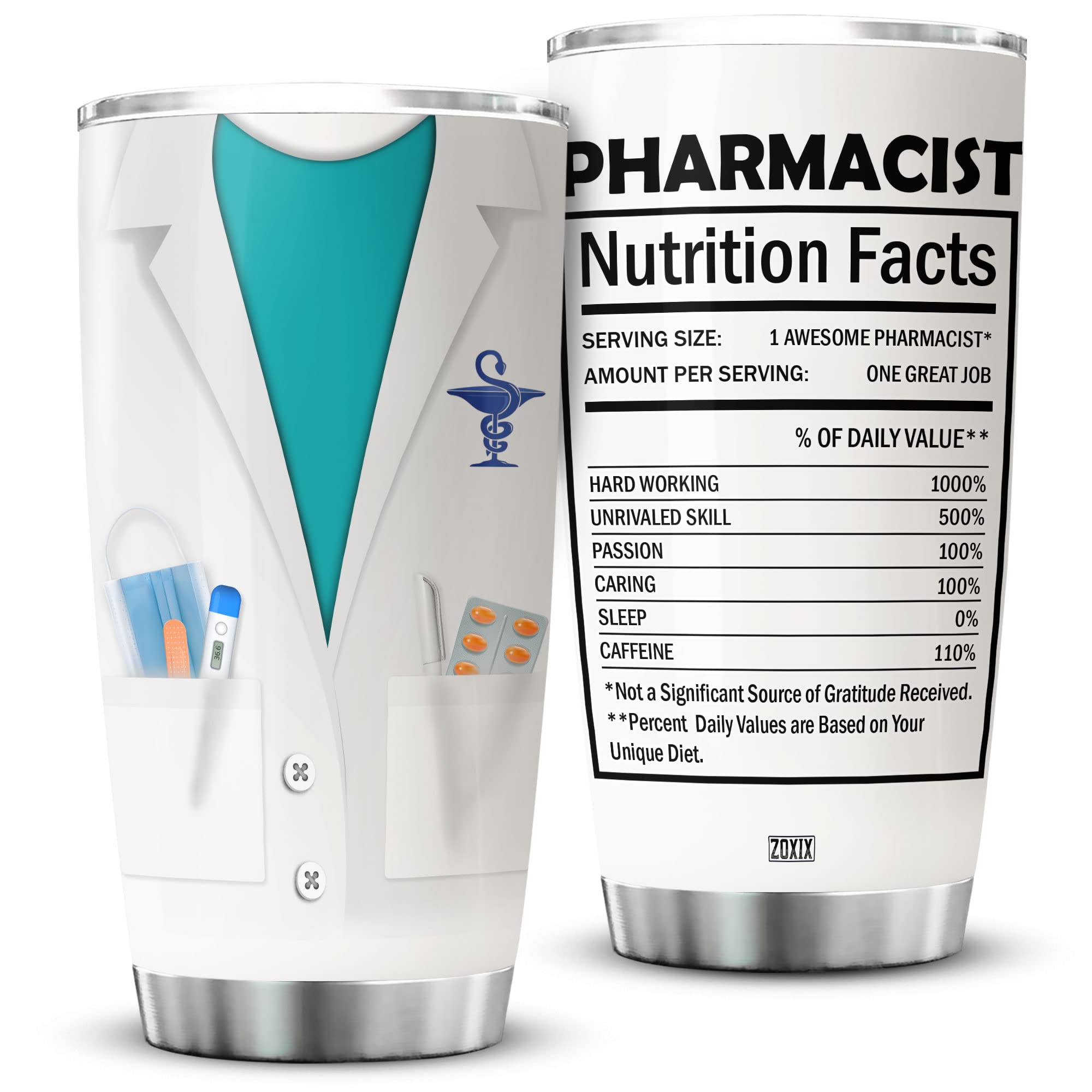 Amazon.com | ZOXIX Pharmacist Nutrition Facts Tumbler Cup 20oz Pharmacy ...