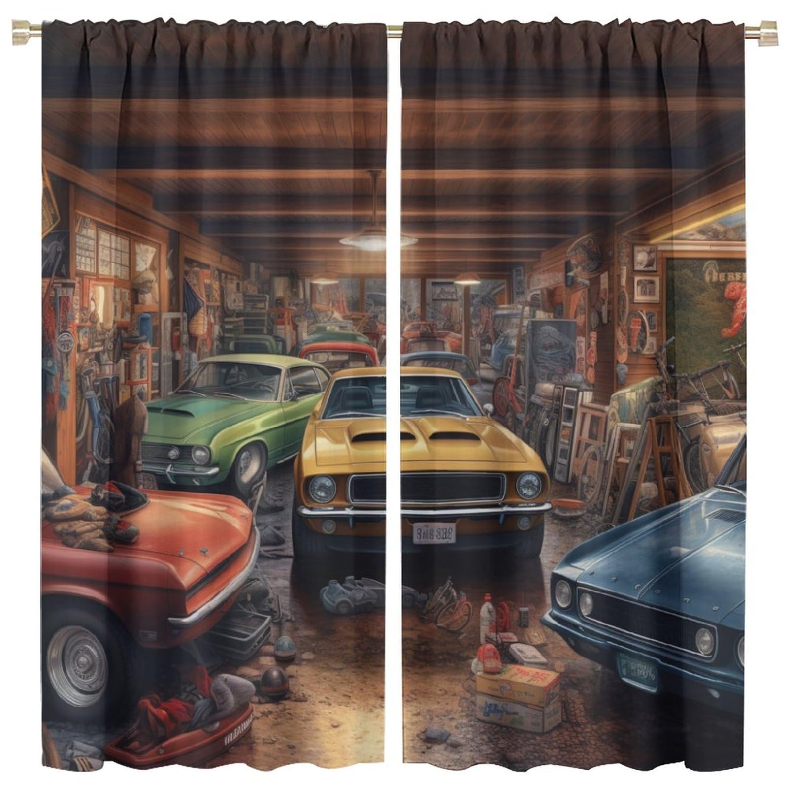 Amazon.com: LOMADIA Rustic Car Decor Curtains, Cartoon Retro Barn ...