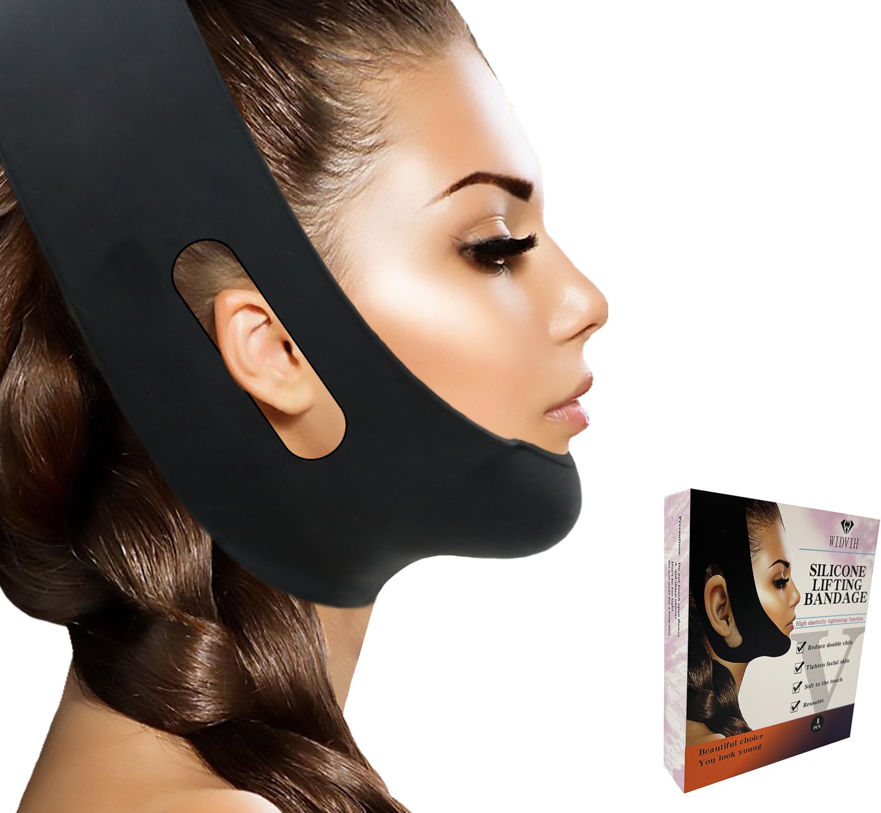 Amazon.com: JUSRON V-Line Mask Chin Up Mask Face Strap, Soft Silicone ...