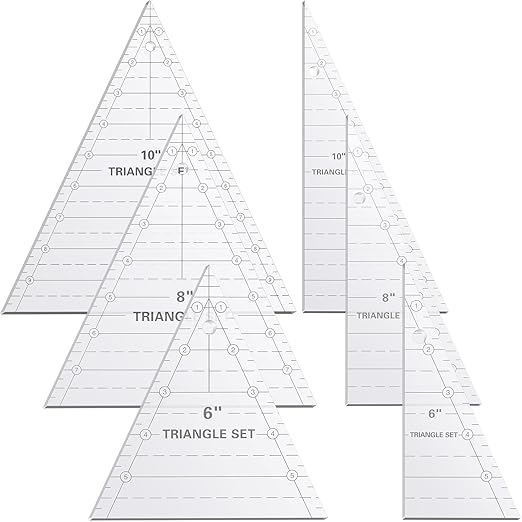 Amazon.com: Kigley 3 Set Tall Triangle Rulers for Quilting 6 8 10 Inch ...