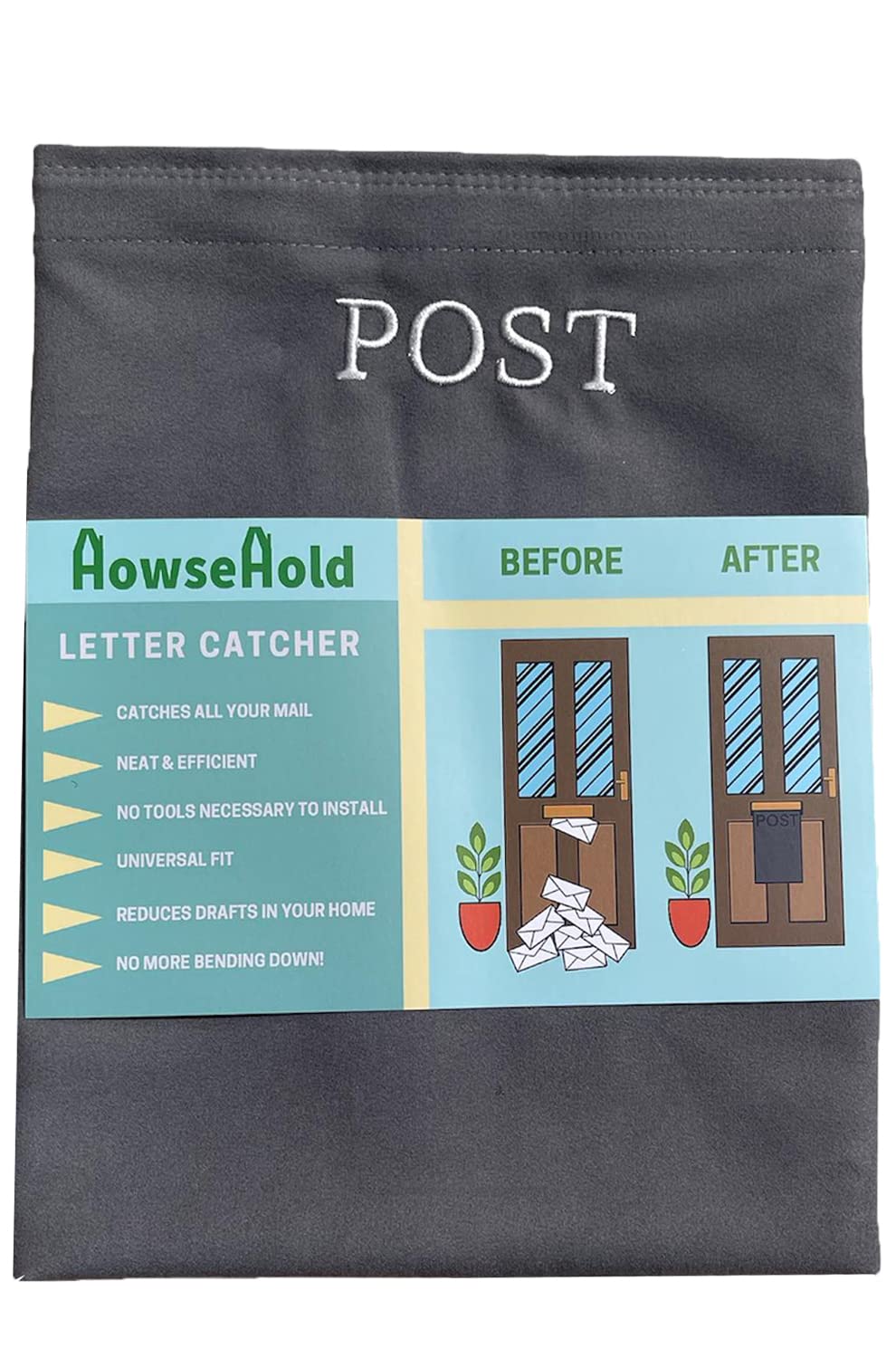 Post Catcher Bag for Mail Slots, Letter Boxes [Grey] No Tools or Screws ...