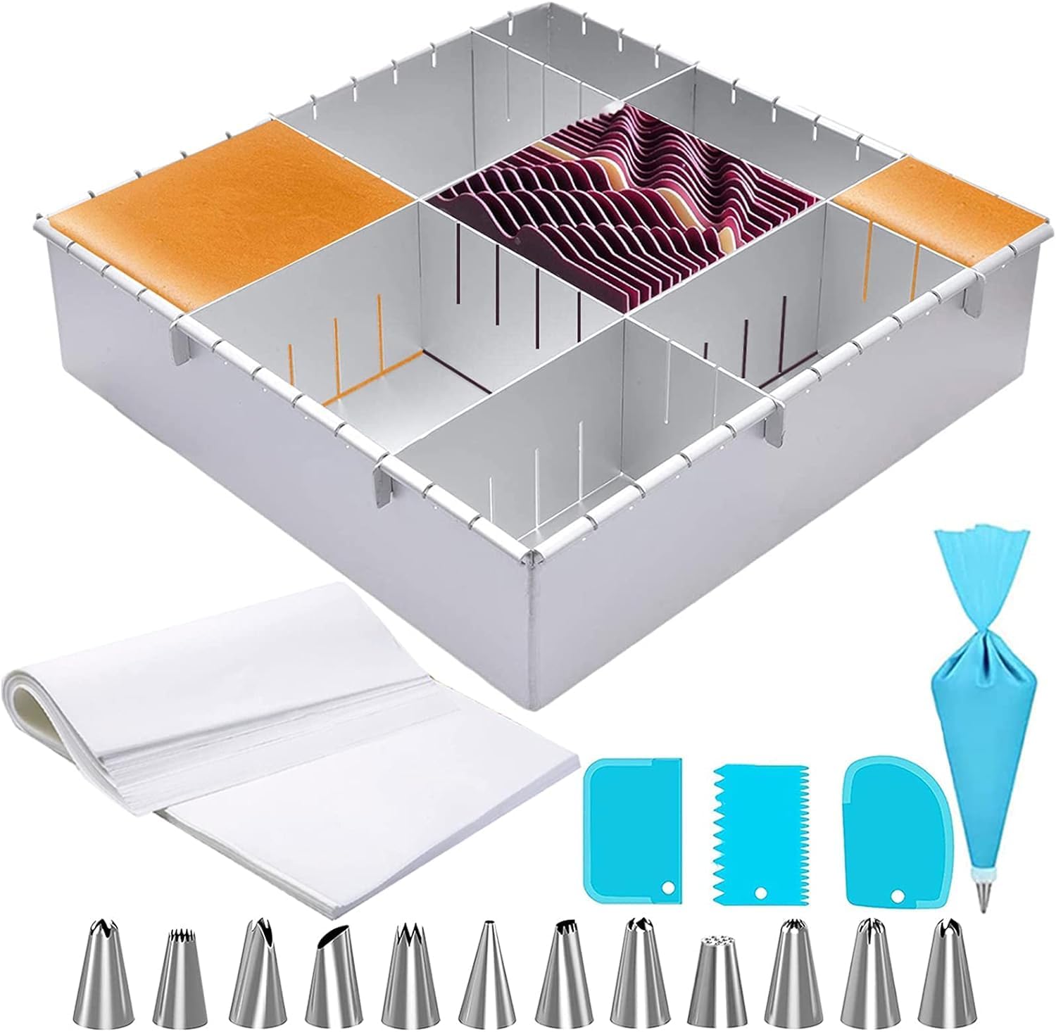 Amazon.com: OYSIR 12" Adjustable Cake Mold, Baking Pan, Cake Tin ...