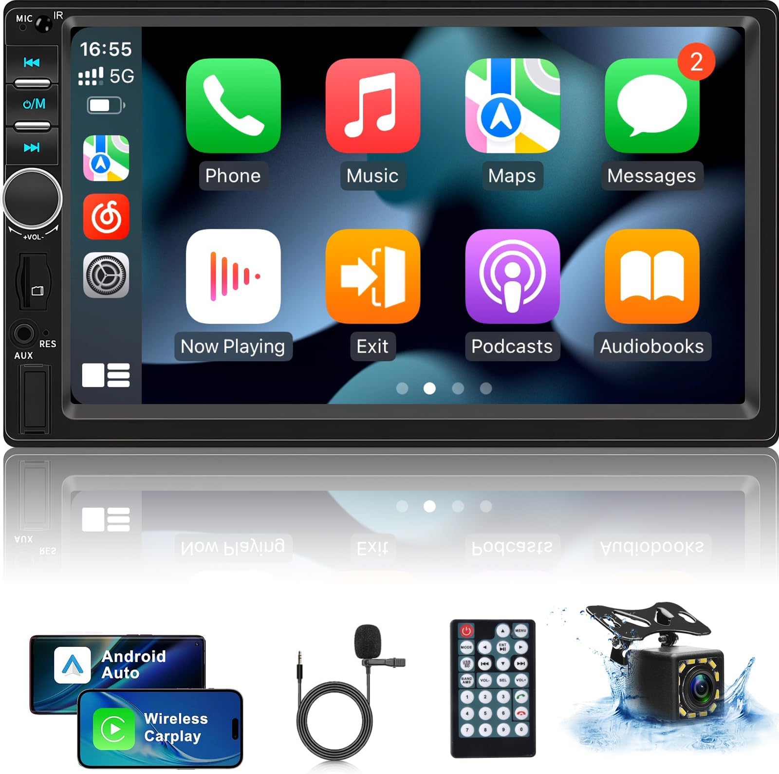 Amazon.com: Double Din Car Stereo with Carplay & Android Auto - 7 inch ...