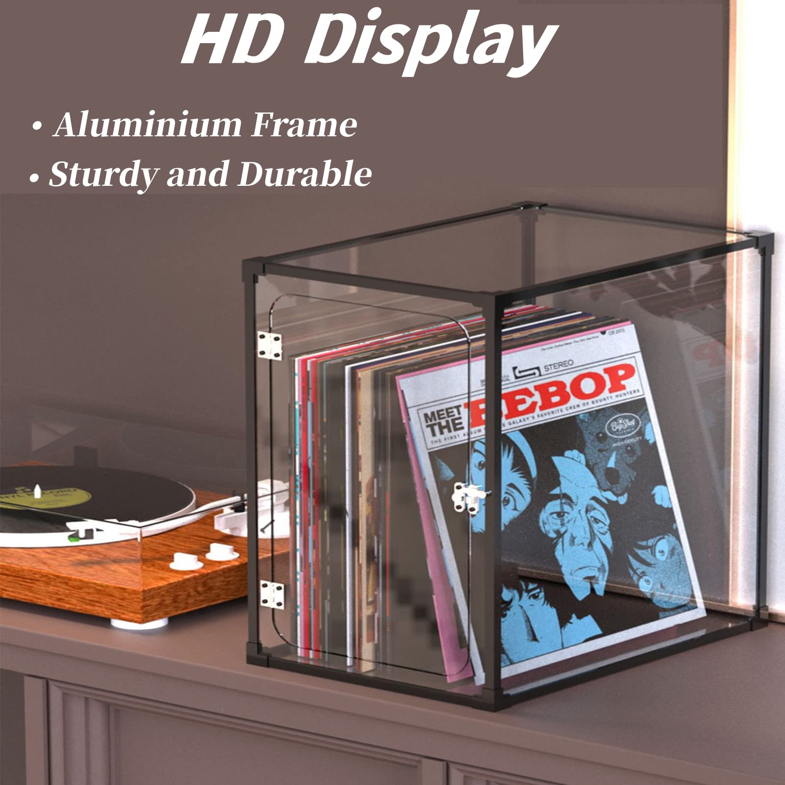Vinyl Record Storage Industrial Record Cabinet | Rustic Solid Wooden