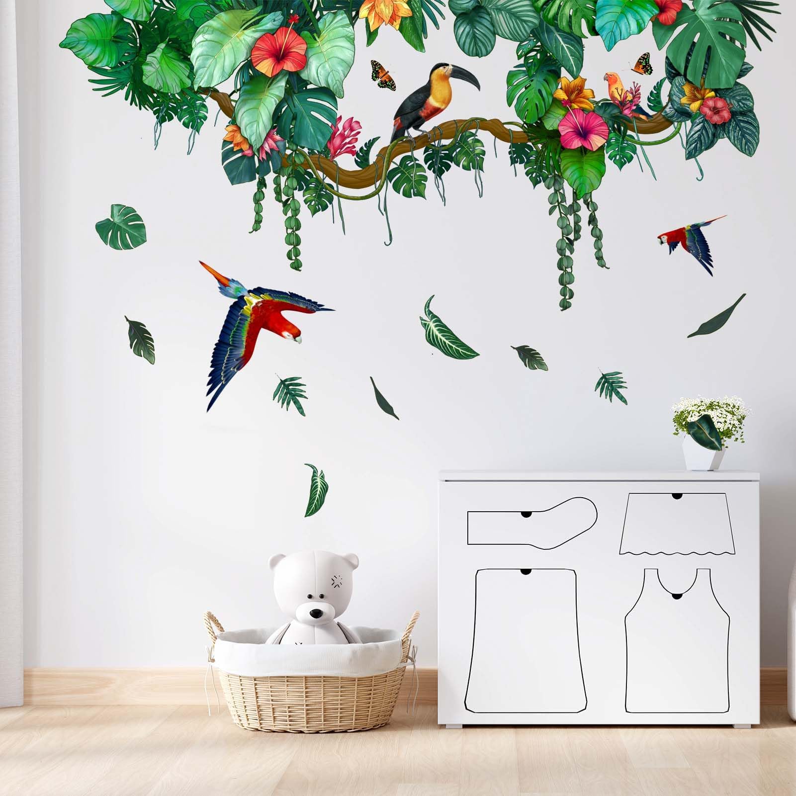 Amazon.com: PinkEleph Hanging Leaves Wall Stickers - Nature Hanging ...