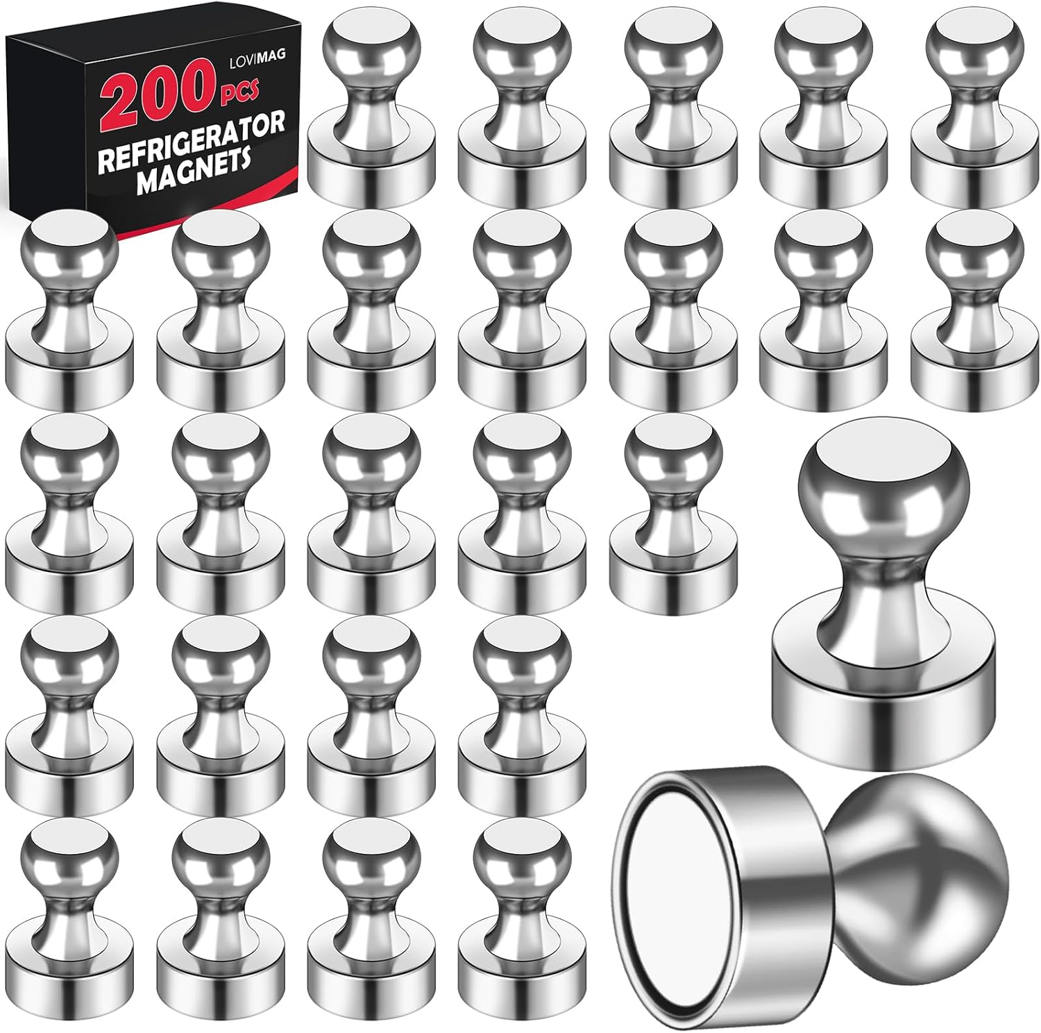 Amazon.com: LOVIMAG 200Pcs Silver Fridge Magnets, Small and Strong ...