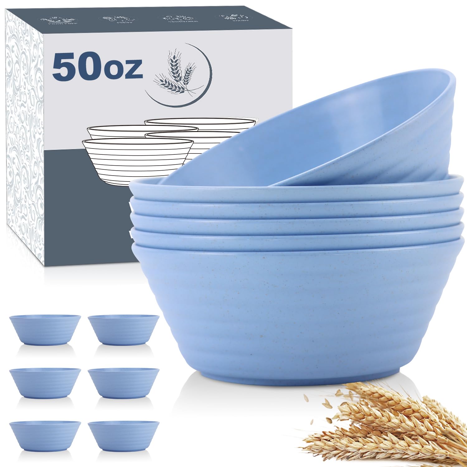 Amazon.com | Wrova Wheat Straw Bowl Sets,6 PCS Unbreakable Cereal Bowl ...