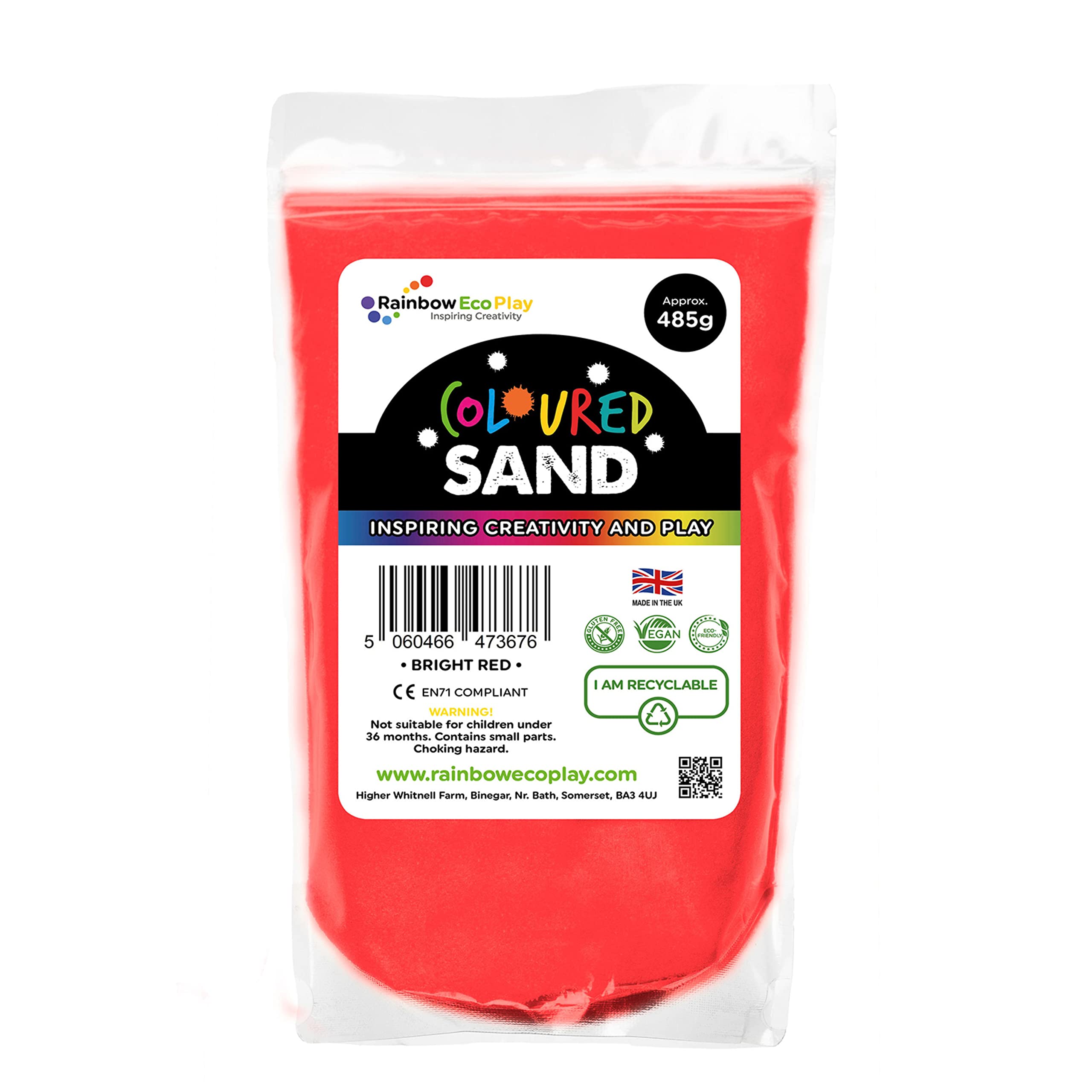 Rainbow Eco Play - Bright Coloured Sand - Bright Red Sand - 485g - 100% ...