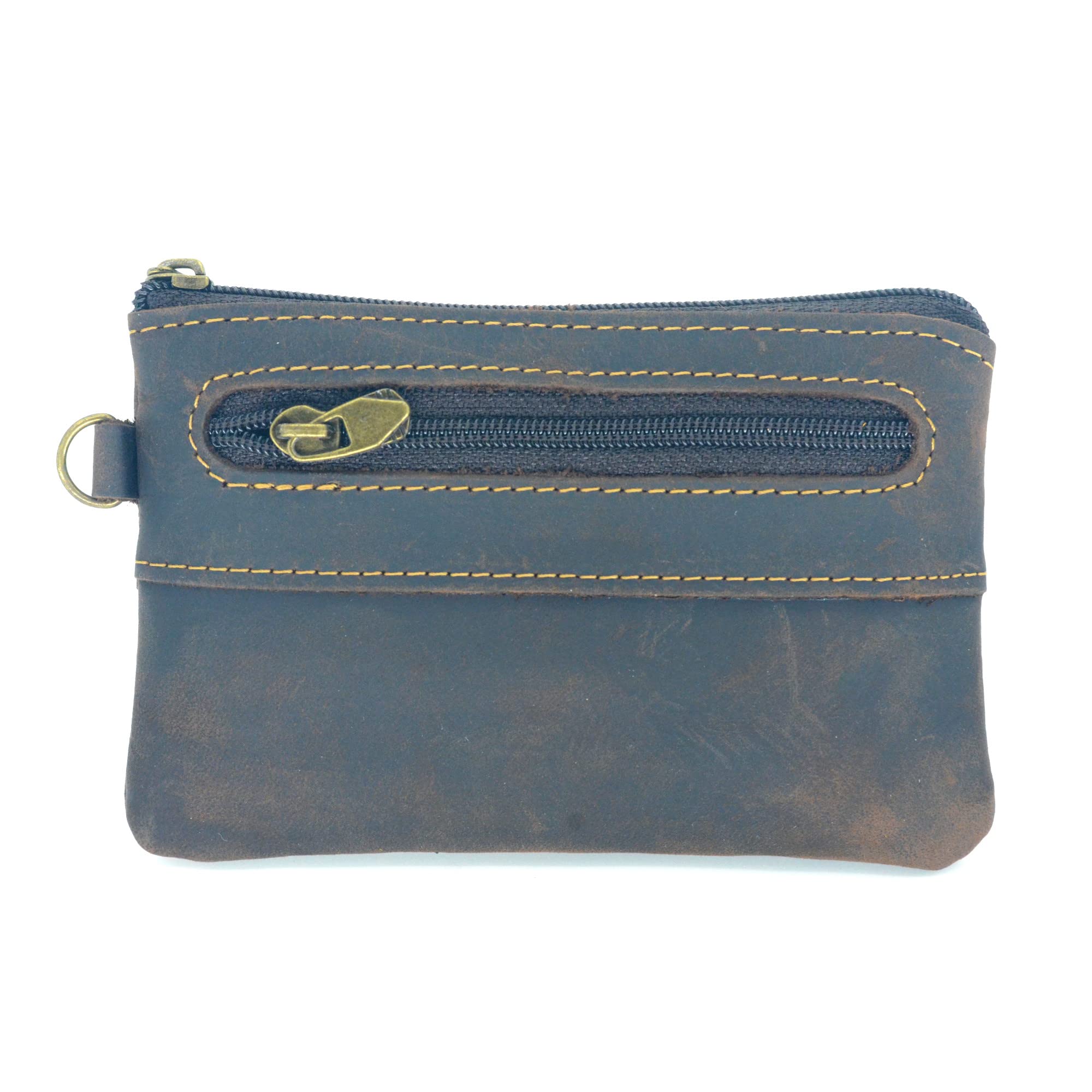 Amazon.com: COLEAT Genuine Leather Zipper Coin Purse for Men, Credit ...